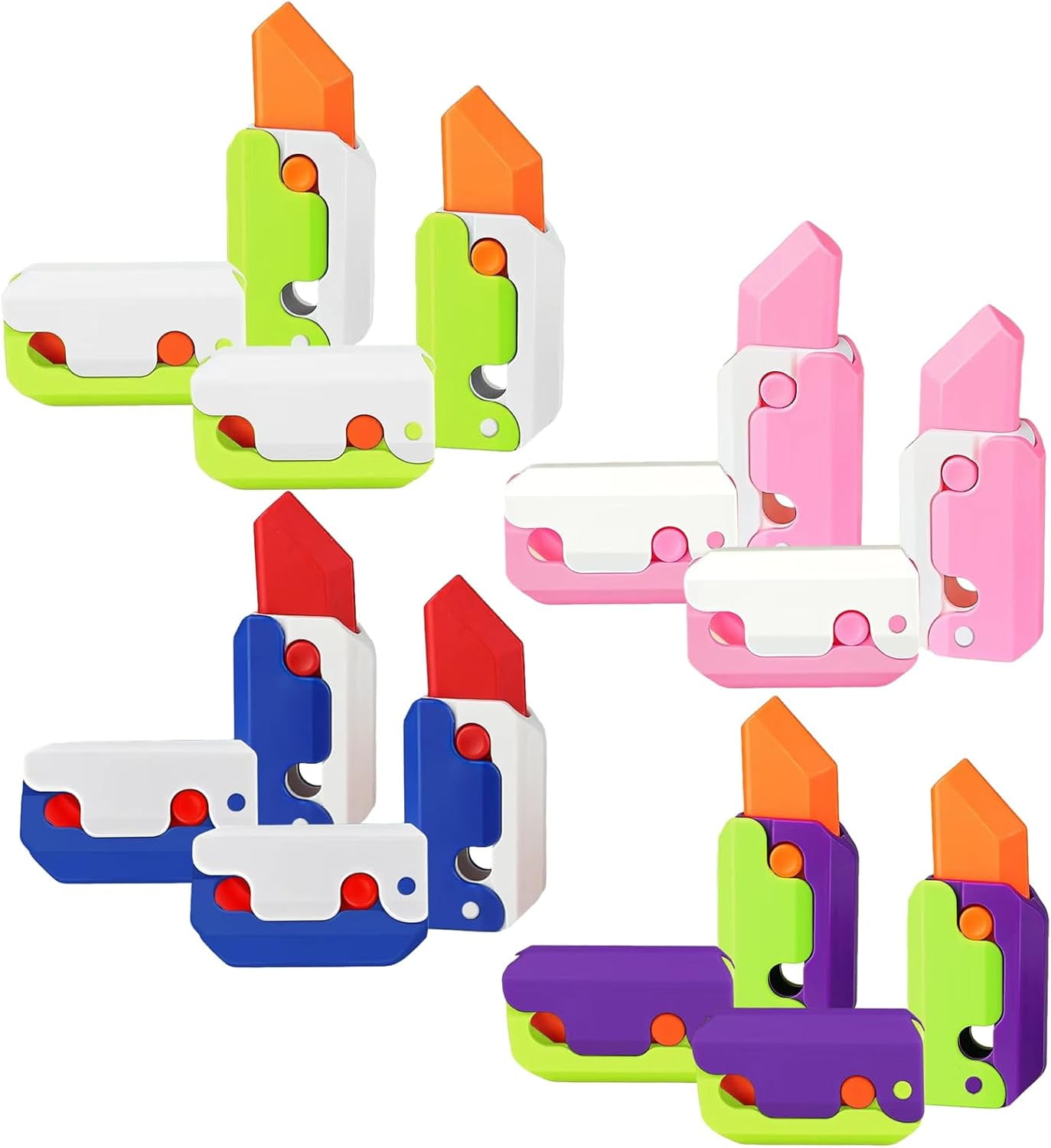 8Pcs 3D Gravity Plastic Toy Switchblade Printing Knife Carrot Knife ...