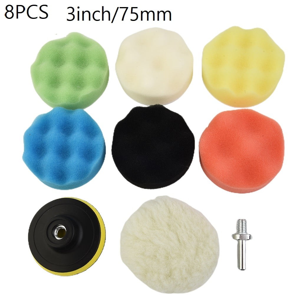8Pcs 3Inch Polishing Pads Sponge Waxing Foam Buffing Kit Car Polisher ...