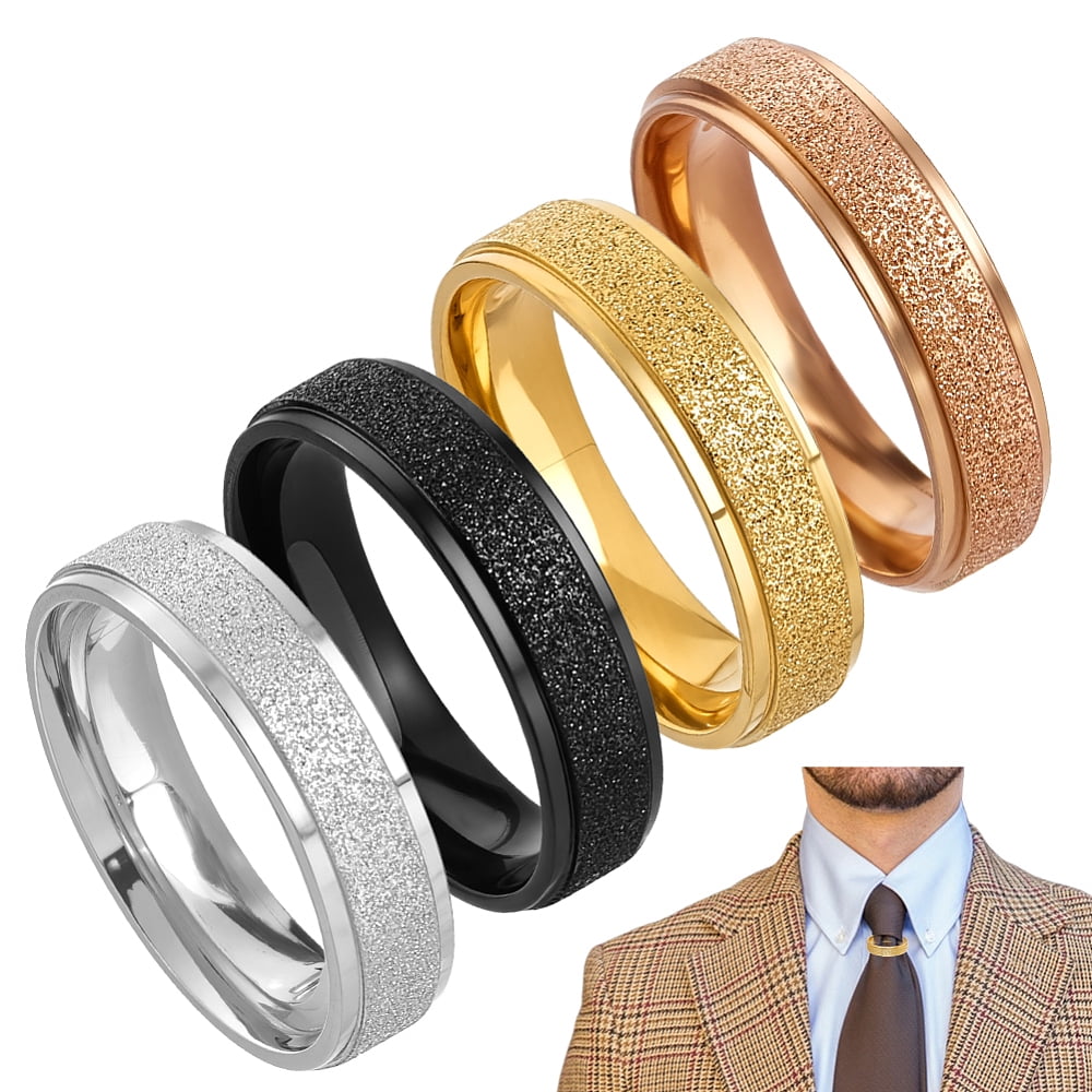 8Pcs 4 Colors 201 Stainless Steel Finger Rings Frosted Mixed Color 6mm ...