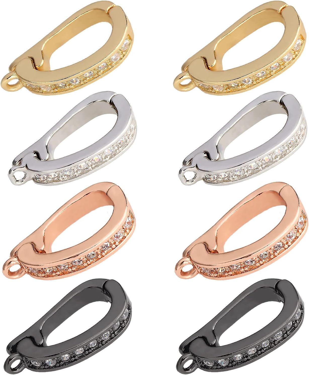 8Pcs 4 Colors Fold Over Clasps Brass Micro Pave Cubic Zirconia ...