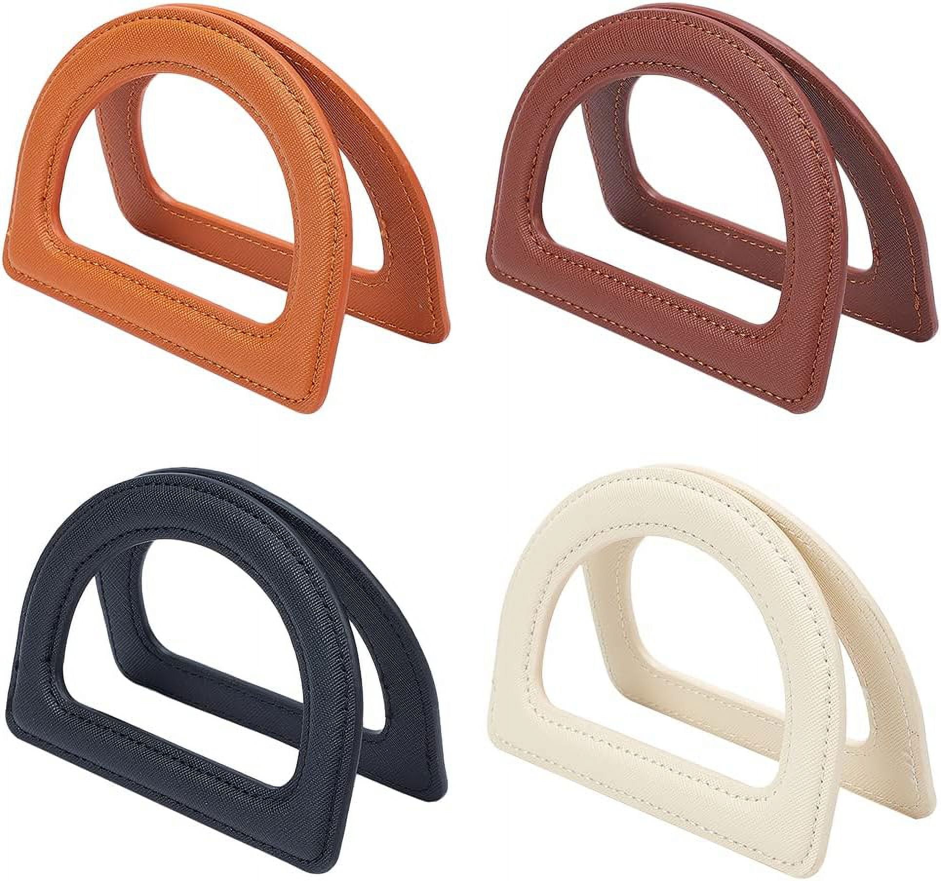 8Pcs 4 Colors PU Leather Bag Handles D-shaped Purse Making Accessories Mixed Color 7.9x13.2x0 ...