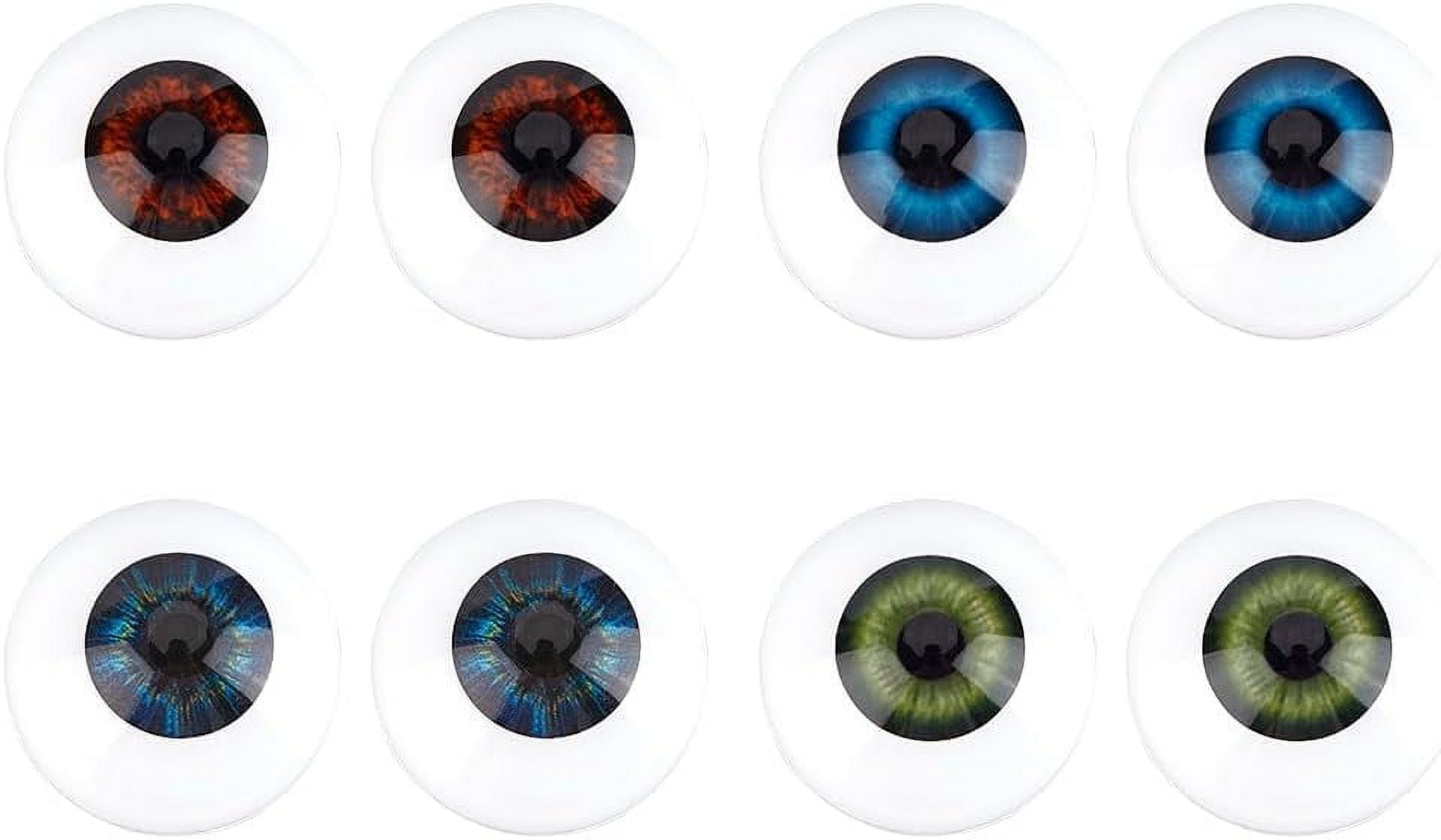 8Pcs 4 Colors Realistic Acrylic Eyeballs 24mm Half Round Eyeballs Pupil ...