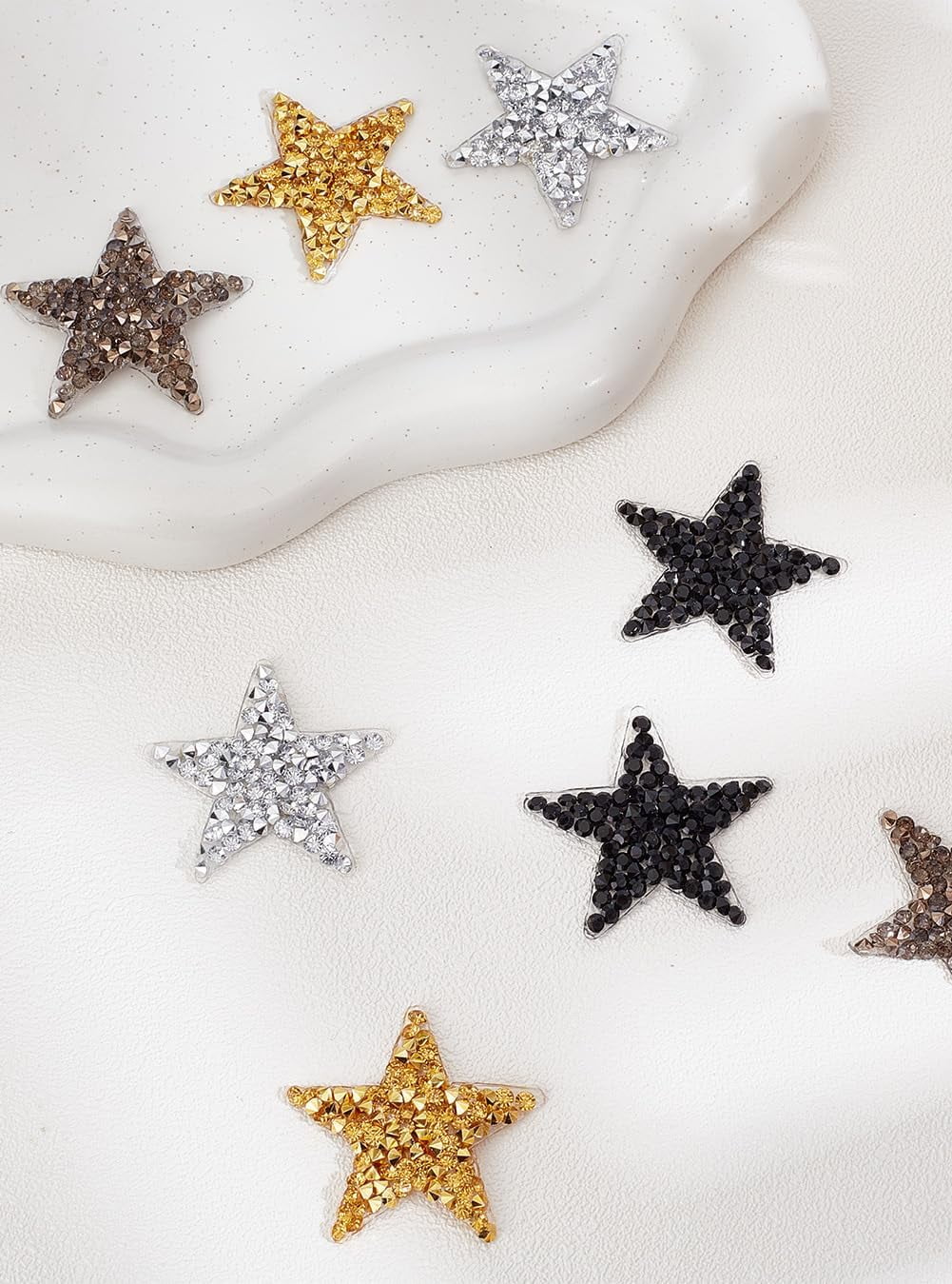 8Pcs 4 Colors Star Patches Iron On Star Rhinestone Self-Adhesive ...