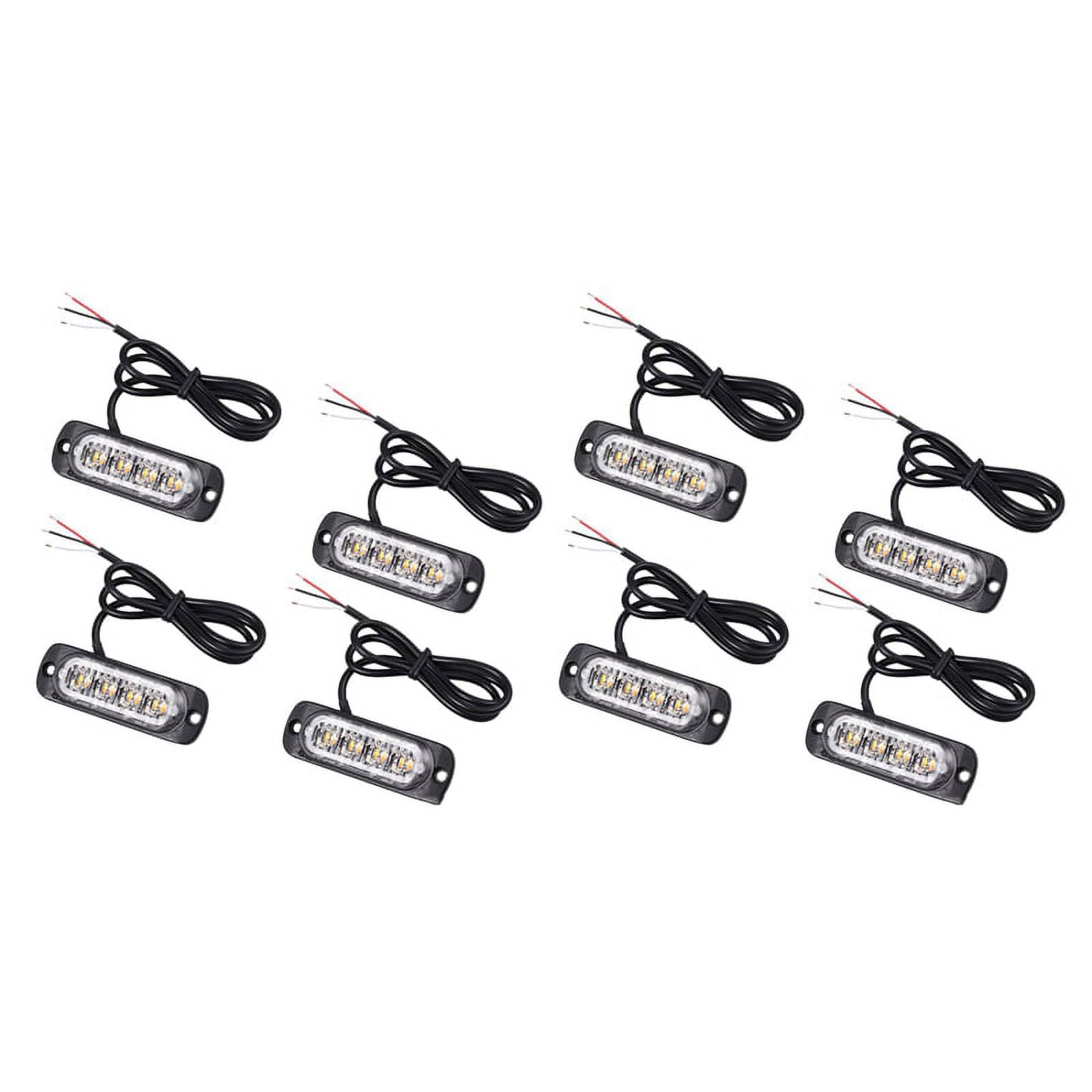 8Pcs 4 LED Amber Recovery Strobe Lights 12V 24V Orange Grill Breakdown ...