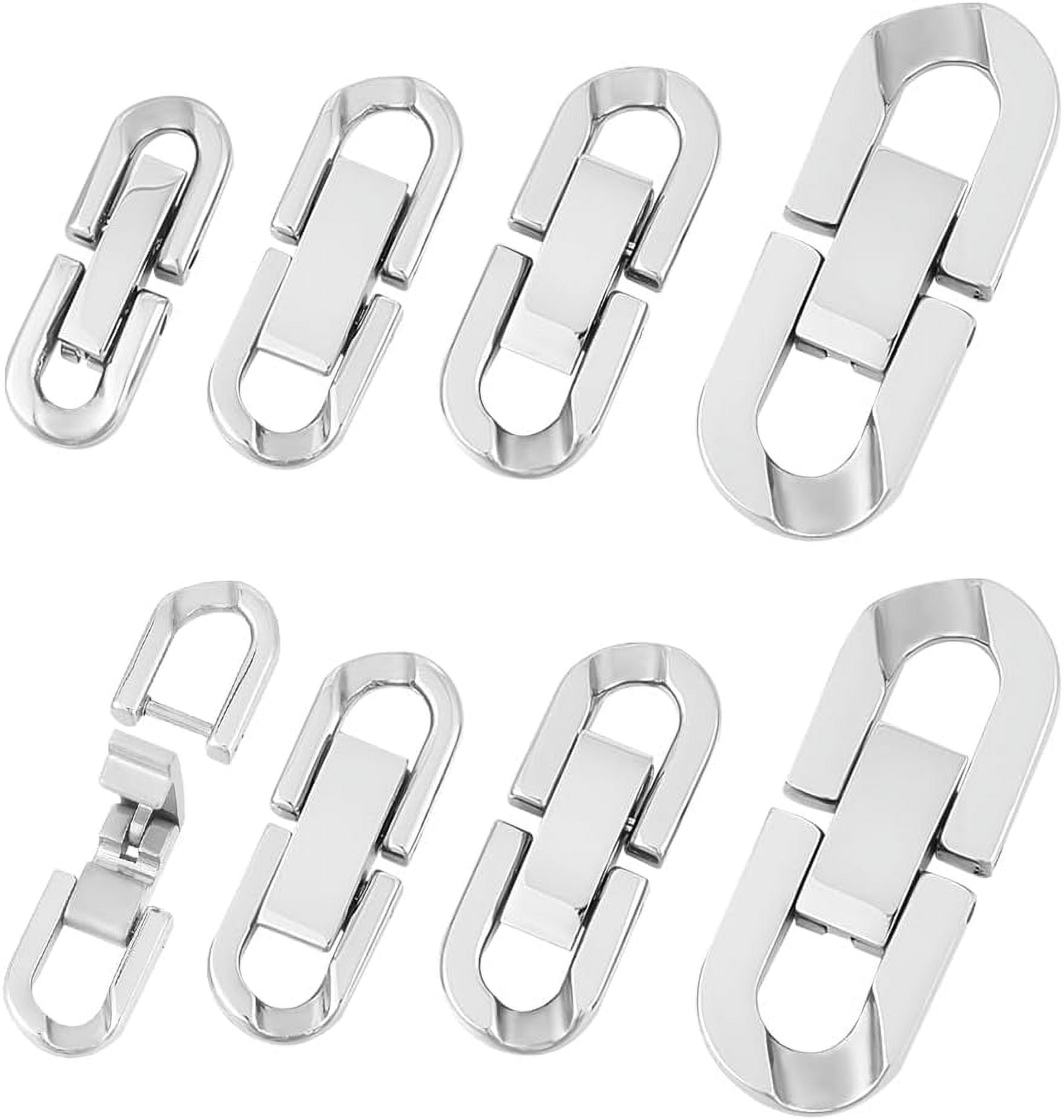 8Pcs 4 Sizes Stainless Steel Fold Over Clasps Oval Jewelry Extender ...