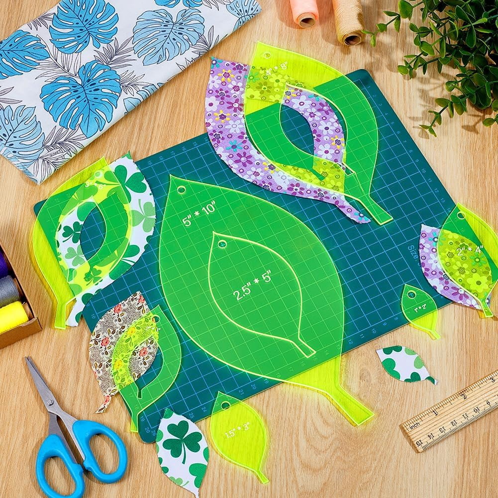 8Pcs 4 Style Acrylic Quilting Template Leaf Template Transparent Light ...