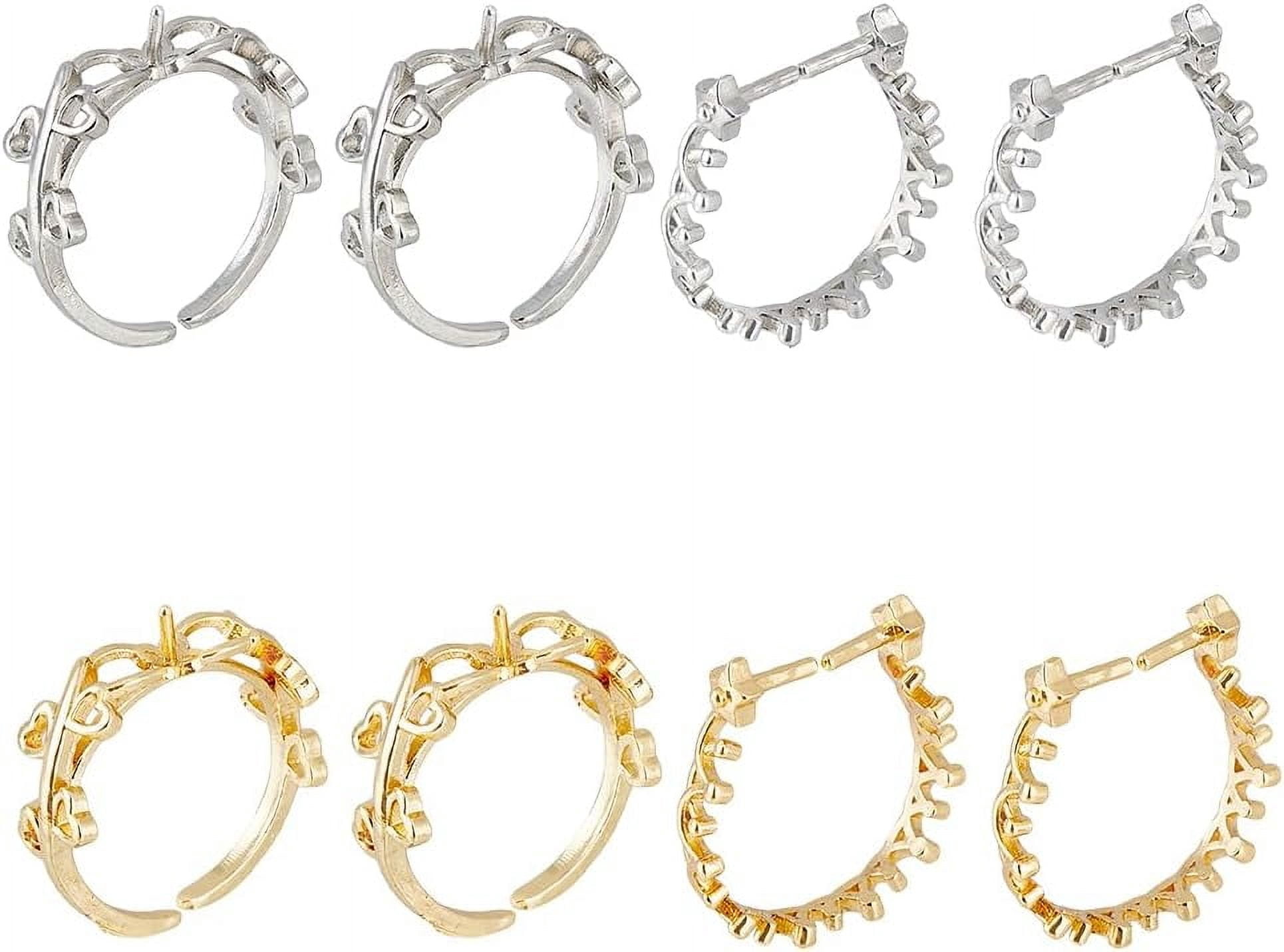 8Pcs 4 Style Brass Open Cuff Ring Settings Adjustable Brass Finger Ring ...