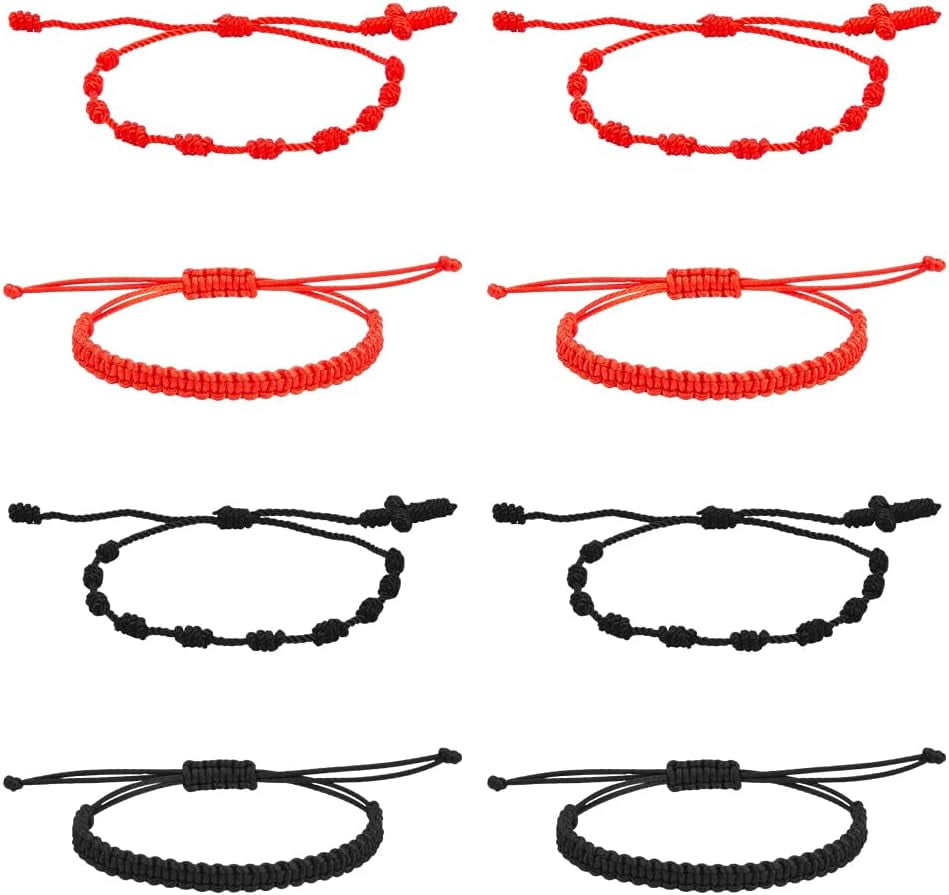 8Pcs 4 Style Red String Rope Bracelets Unisex Friendship Bracelets ...