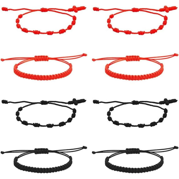 8Pcs 4 Style Red String Rope Bracelets Unisex Friendship Bracelets ...