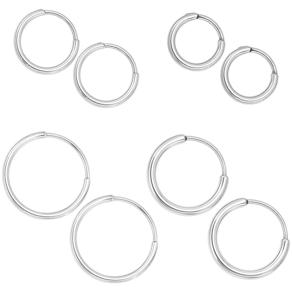 8Pcs 4 Styles Hypoallergenic F136 Implant Grade Pure Titanium Hoop ...