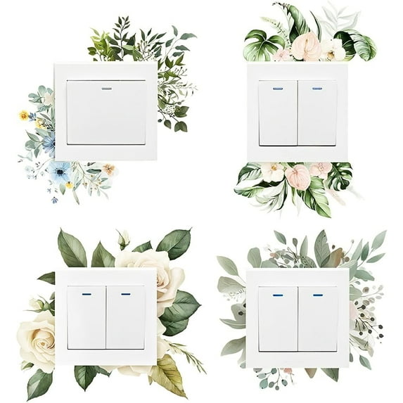 8Pcs 4 Styles Light Switch Stickers Socket Vinyl Decor Decals Flowers ...