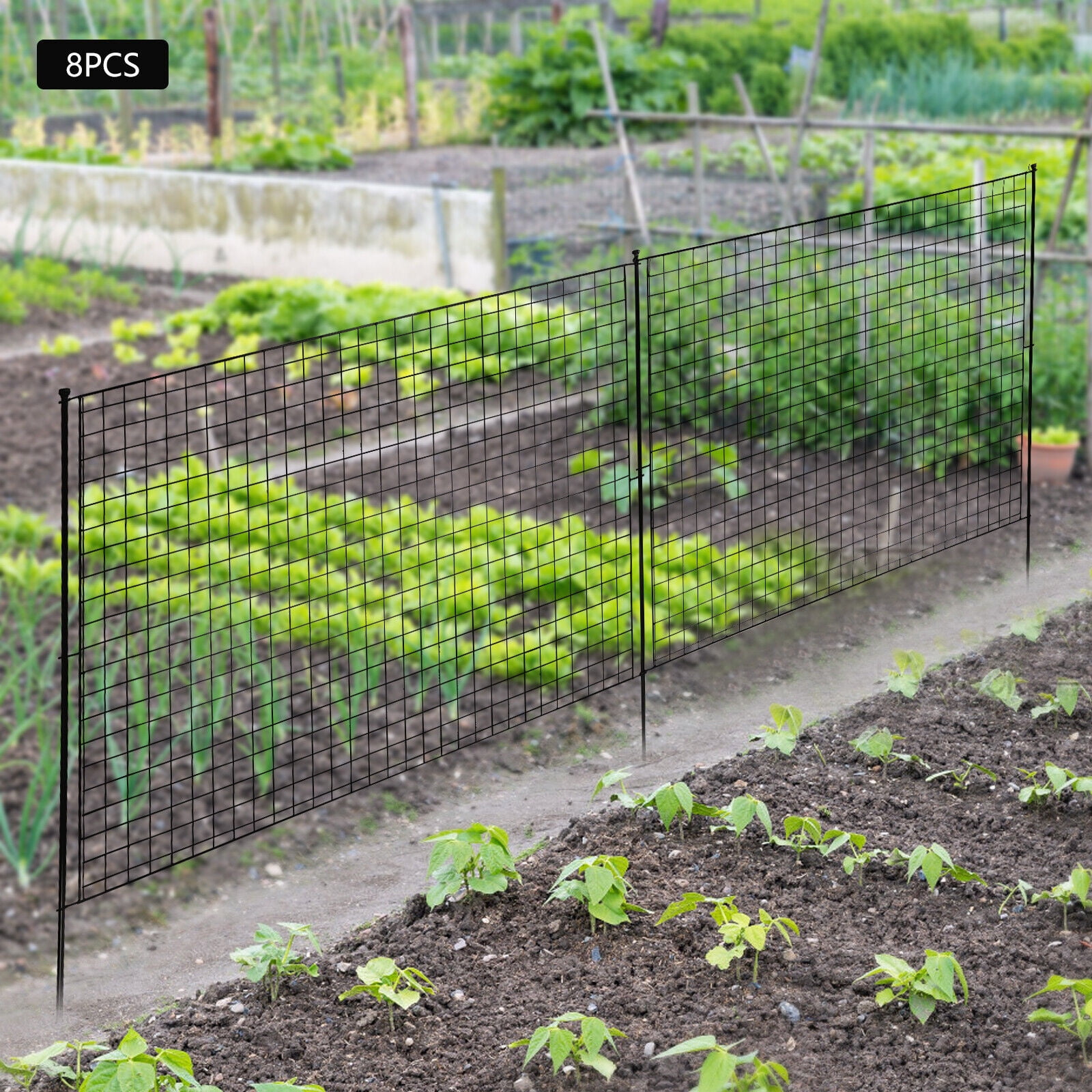 8Pcs 43"x31" Steel Garden Fence Panel Farm Fencing Border Yard ...