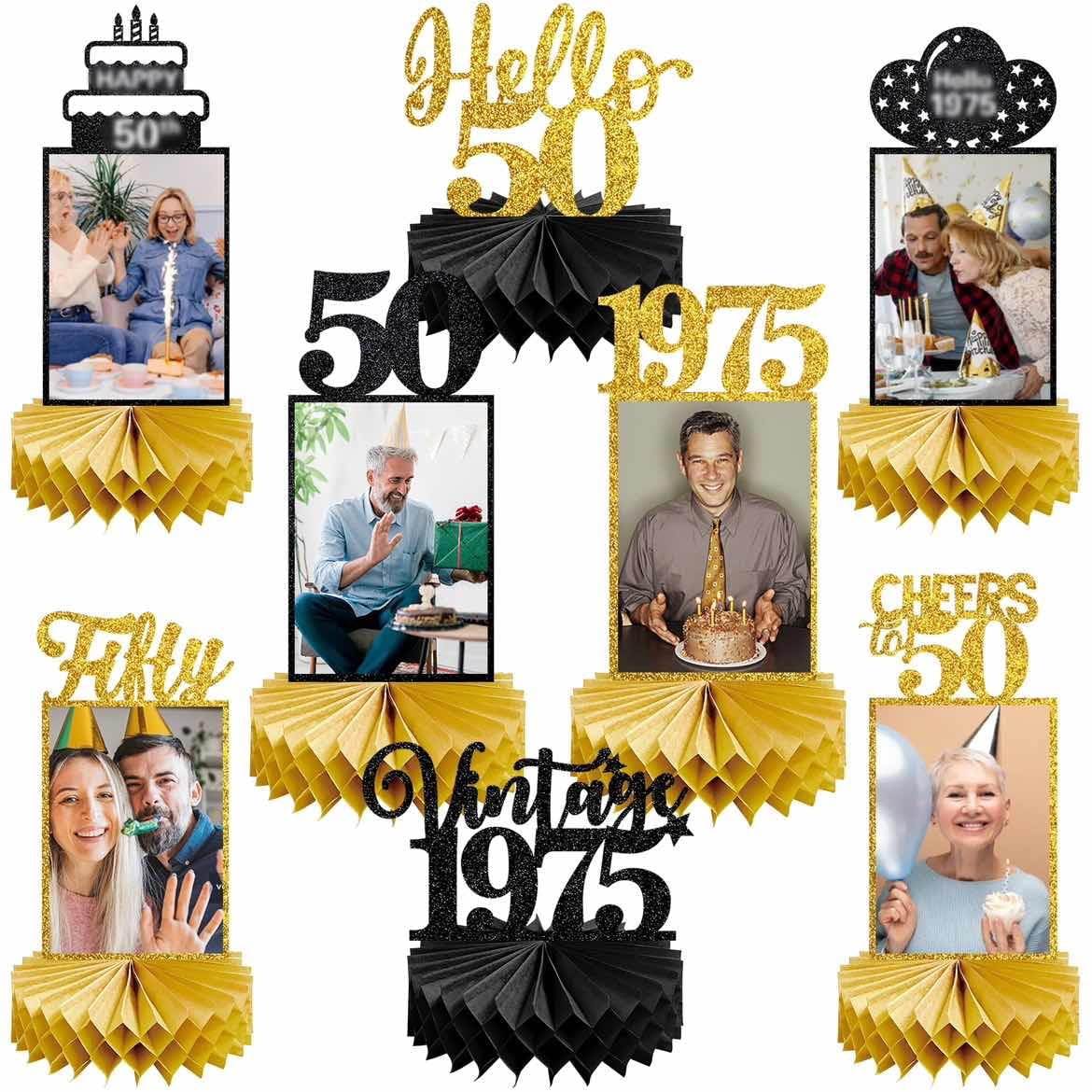 8Pcs 50th Birthday Party Decorations Honeycomb Centerpieces for Women ...