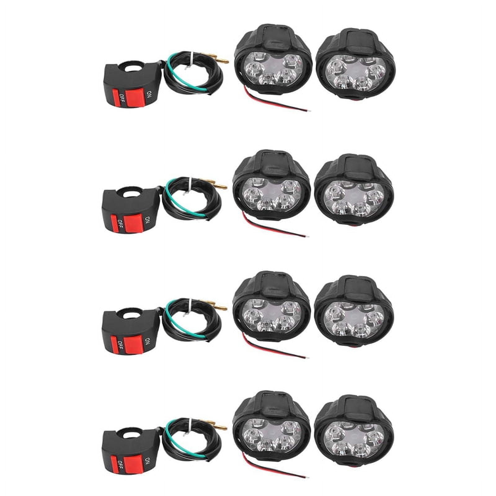8Pcs 6 Led Motorcycle Light Headlight Assembly 10W 1000Lm+Switch ...