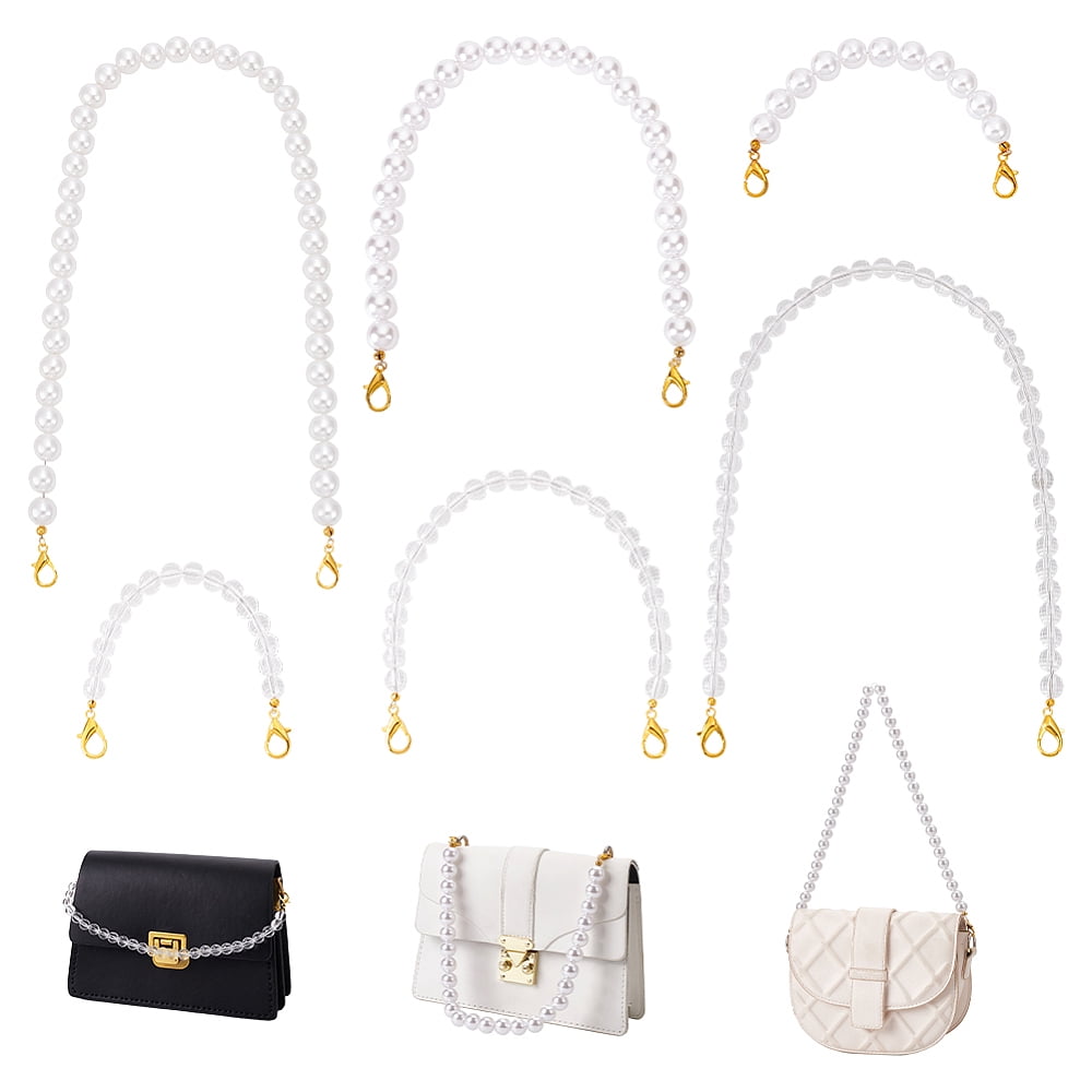 8Pcs 6 Style ABS Plastic Imitation Pearl Bag Handles with Transparent ...