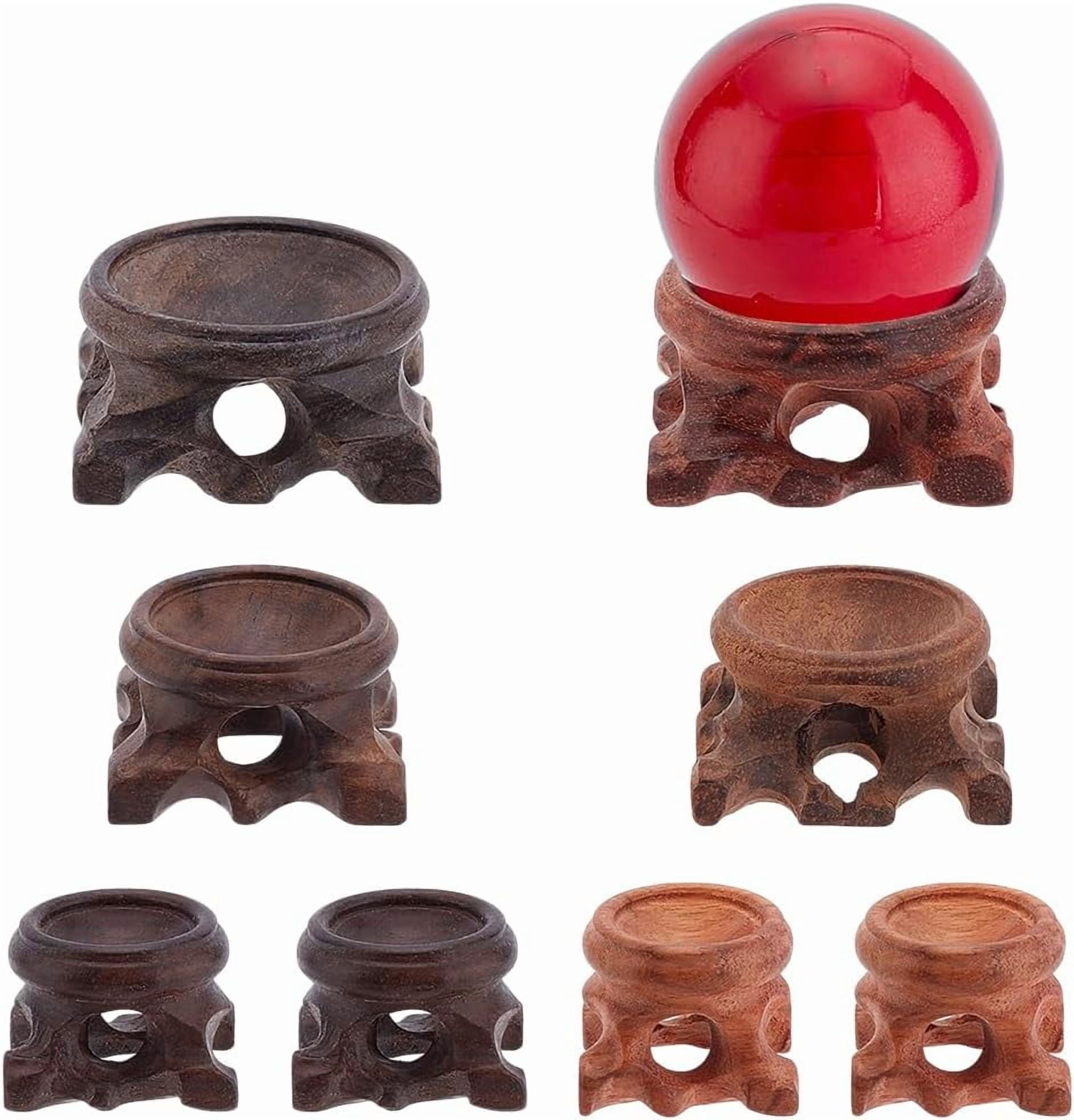 8Pcs 6 Styles Wooden Sphere Stands Holder Wood Egg Ball Crystal Stand ...