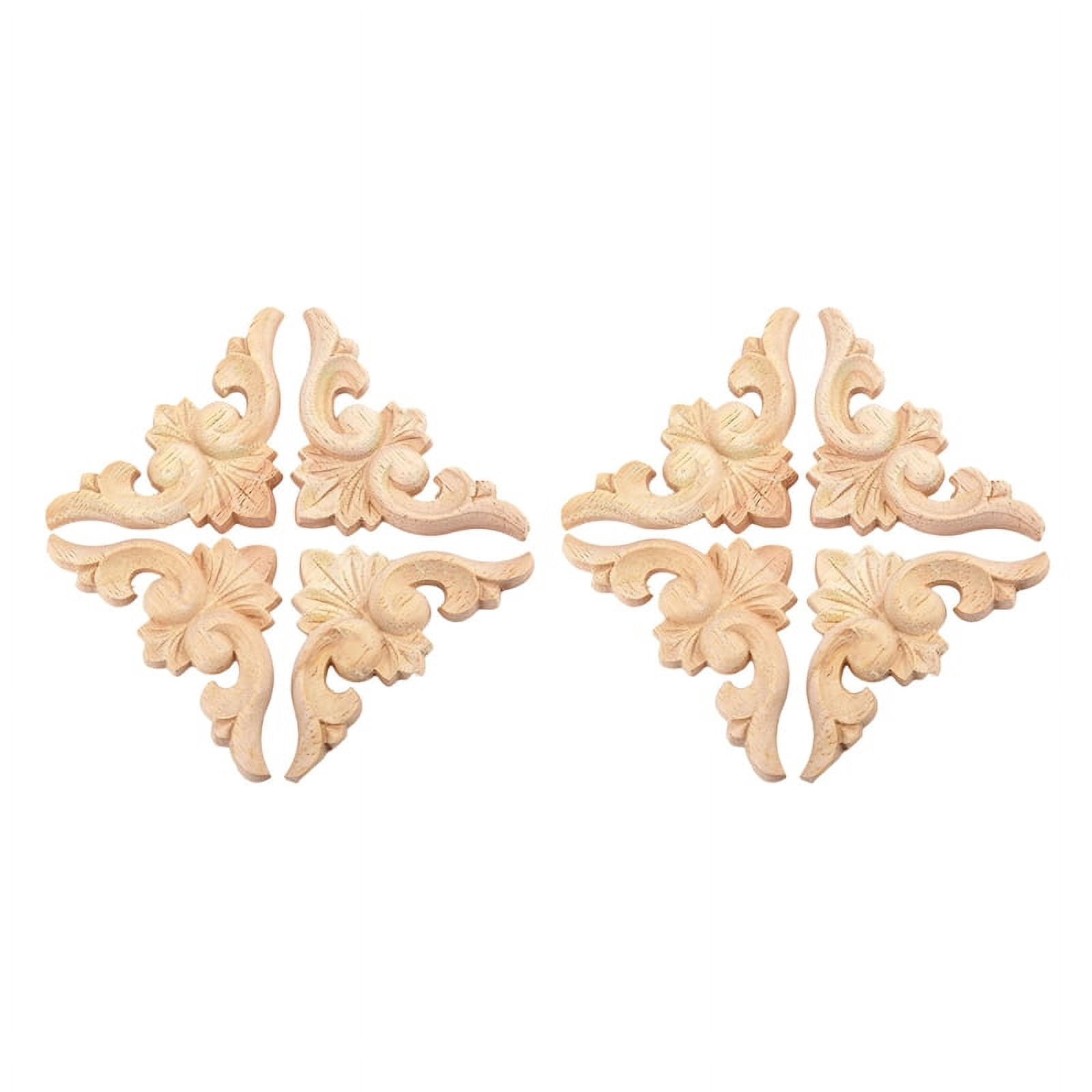 8Pcs 6x6cm European Style Wood Carved Corner Onlay Applique Furniture ...