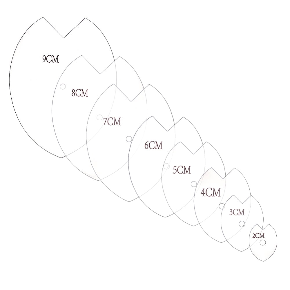 8Pcs 8 Sizes Fishtail Shape Drawing Template Acrylic Sashiko Stencils ...