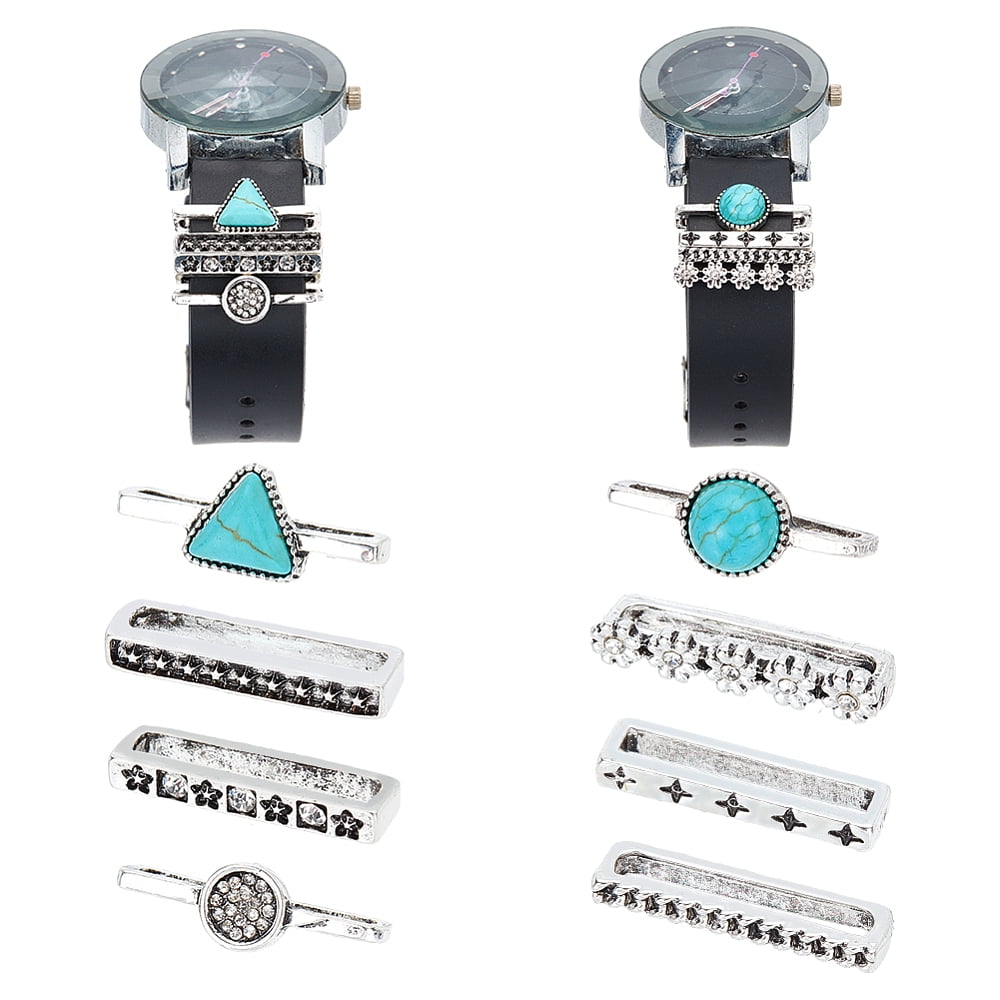 8Pcs 8 Style Half Round & Triangle Turquoise Watch Band Charms Set ...