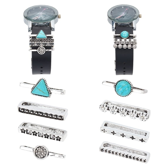 8Pcs 8 Style Half Round & Triangle Turquoise Watch Band Charms Set ...