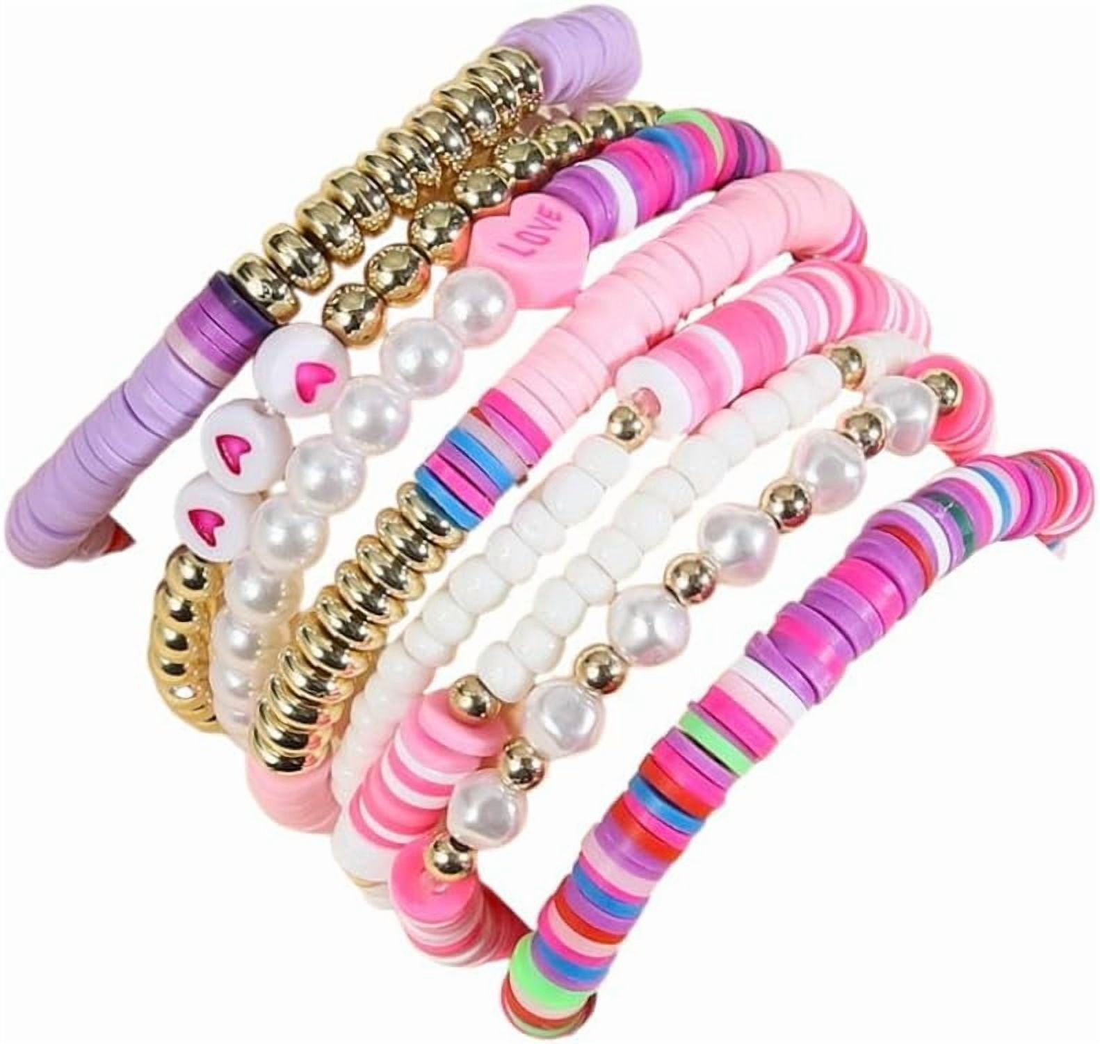 8Pcs 8 Style Imitation Pearl Word Love Beaded Stretch Bracelets Set ...
