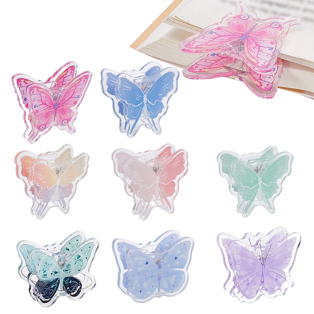8Pcs 8 Styles Acrylic Butterfly Memo Clips Note Clips Mixed Color 38.5 ...