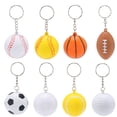 8Pcs 8 Styles Ball Theme Foam Keychins with Alloy Ring Mixed Shapes 80 ...