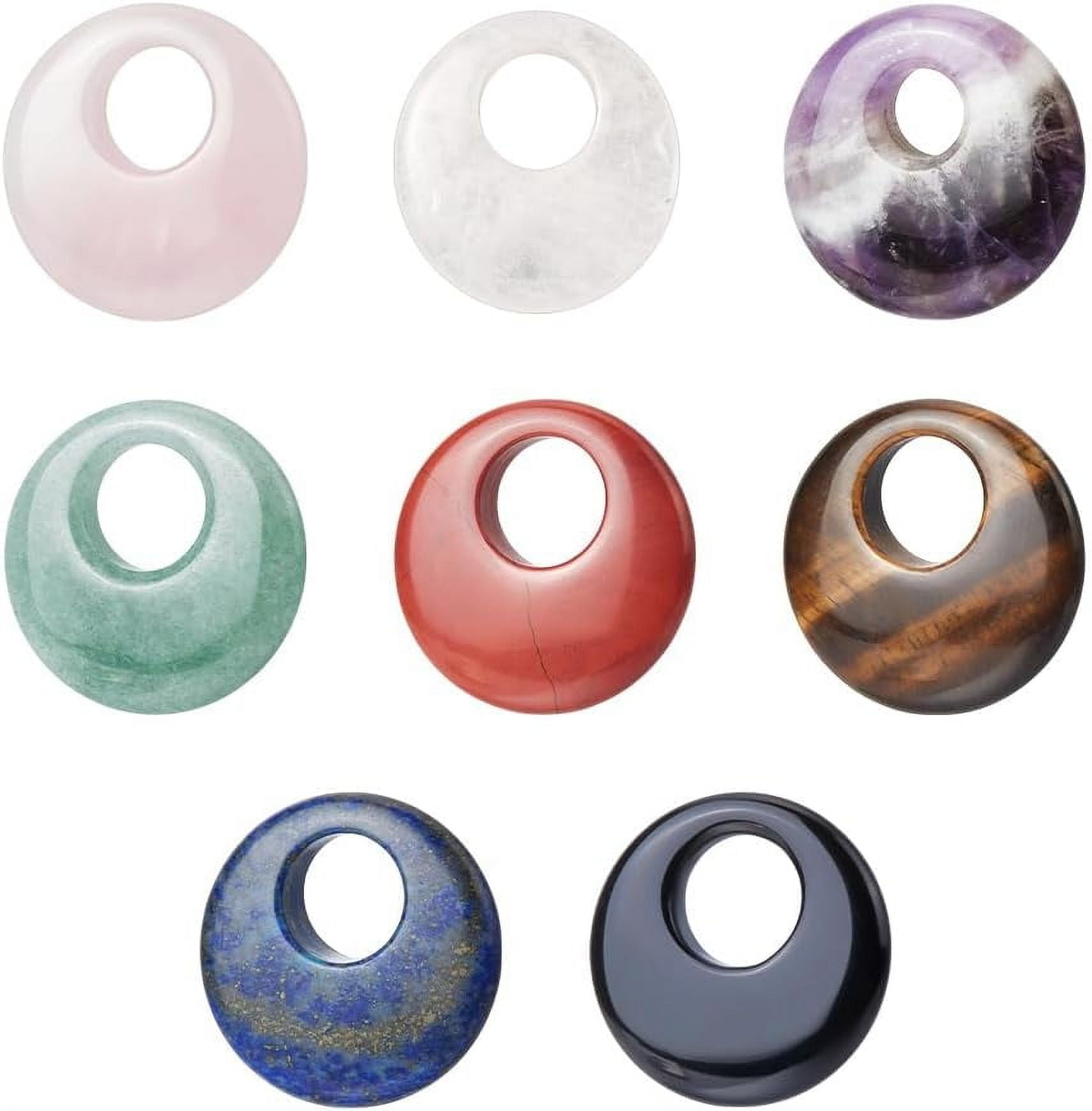 8Pcs 8 Styles Natural Stone Bead Pendants 1.2inch Natural Donut ...