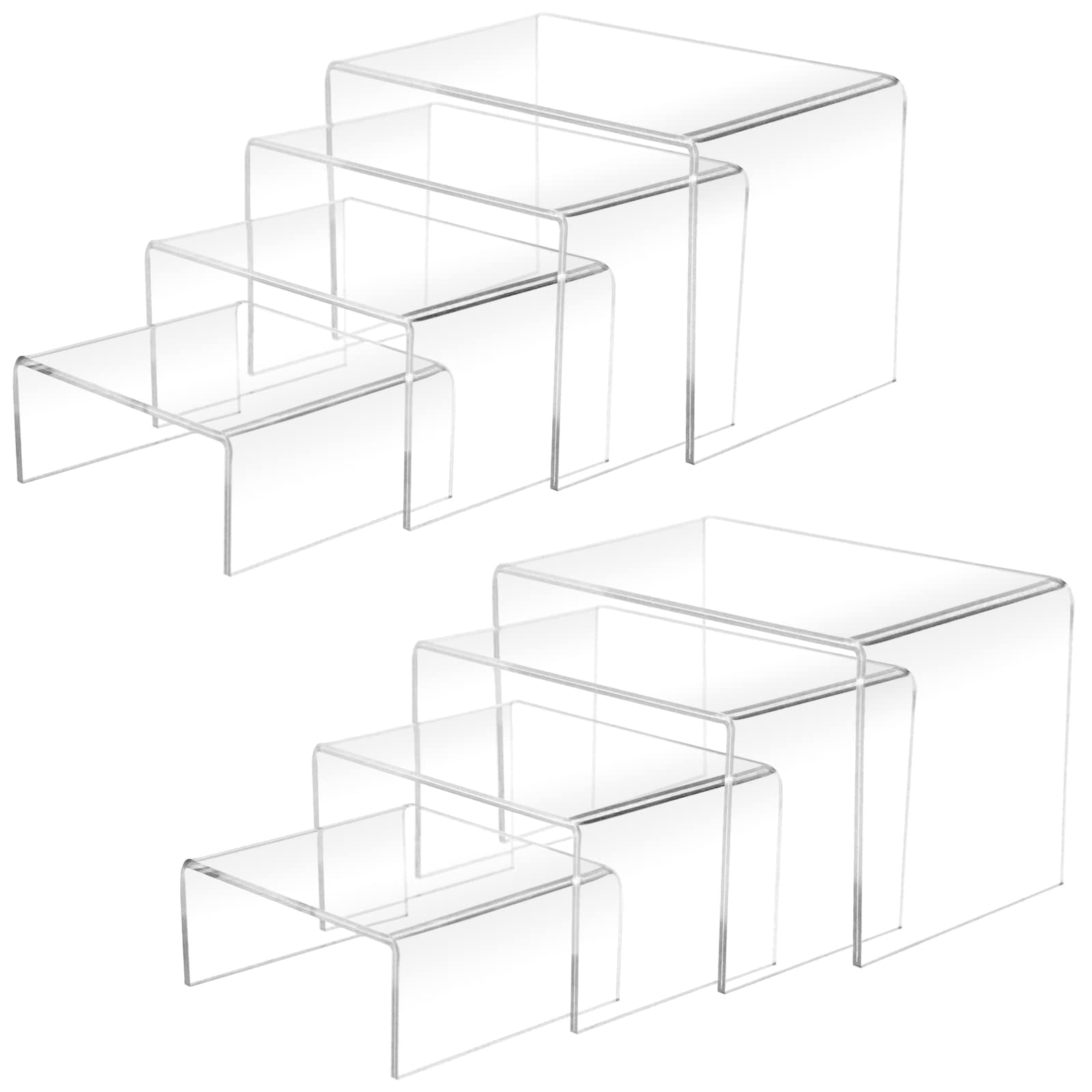 8Pcs Acrylic Display Risers(6",5",4" 3") Clear Product Stand,Cupcakes ...