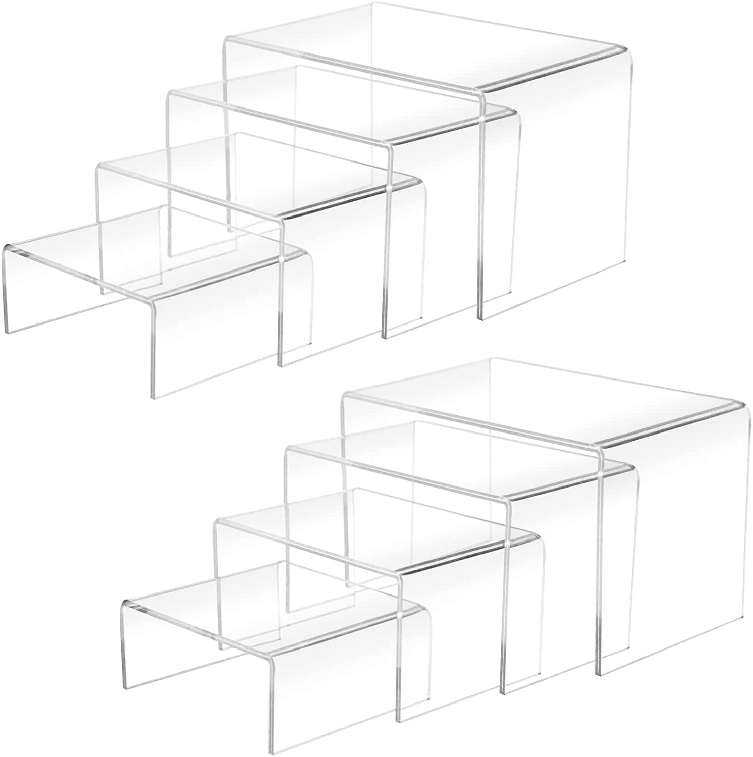 8Pcs Acrylic Display Risers(6",5",4" 3") Clear Product Stand,Cupcakes ...