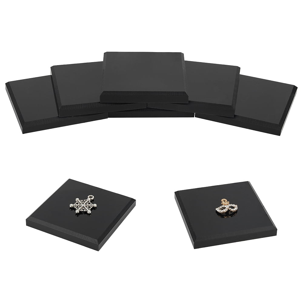 8Pcs Acrylic Square Beveled Display Base Black Acrylic Display Block ...