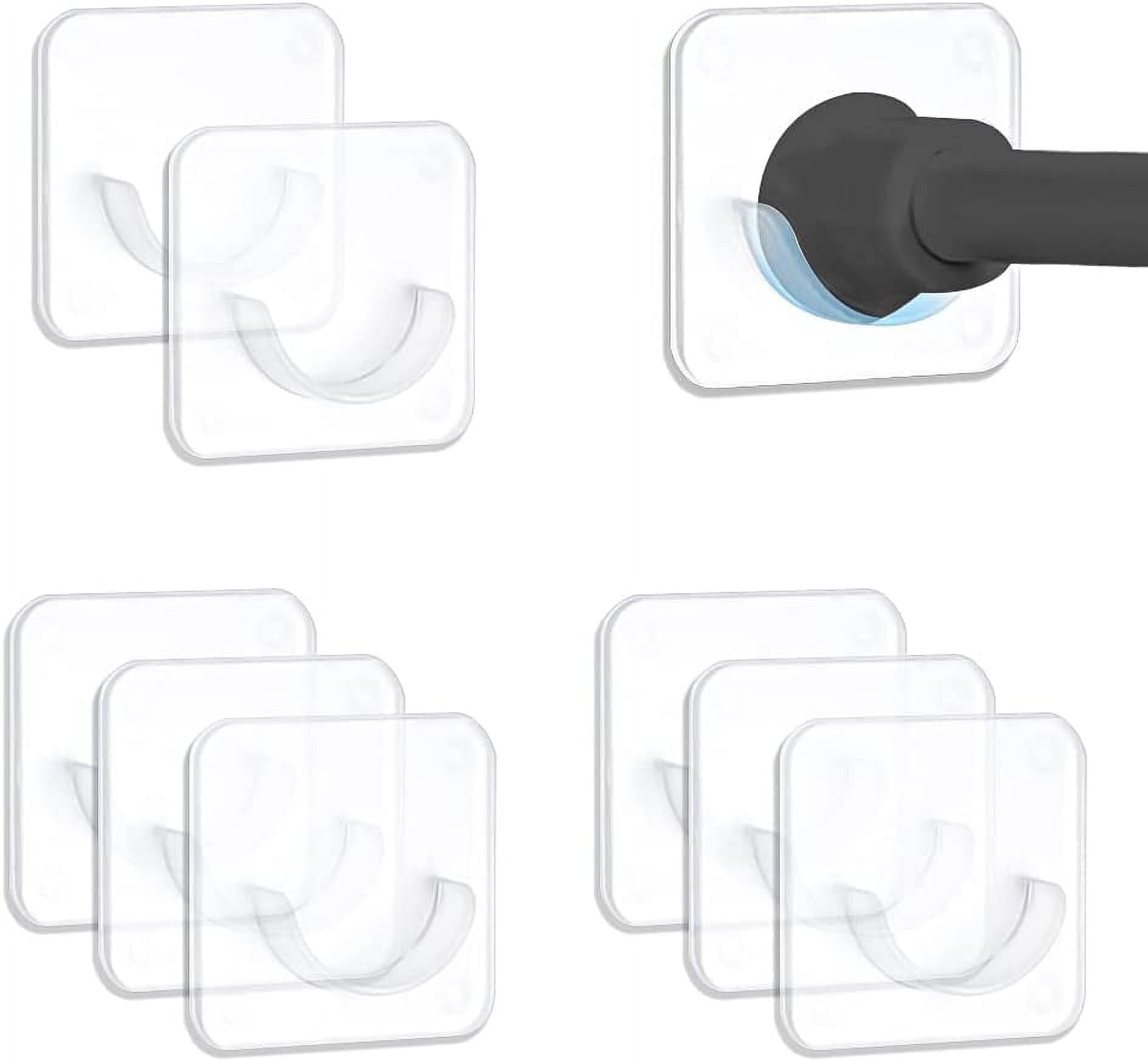 8Pcs Adhesive Shower Curtain Rod Holder, , Transparent Shower Curtain ...