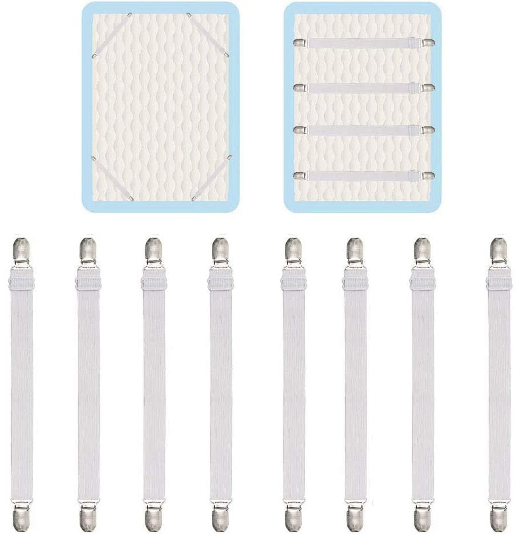 8Pcs Adjustable Bed Sheet Straps Clips, Elastic Mattress Sheet ...