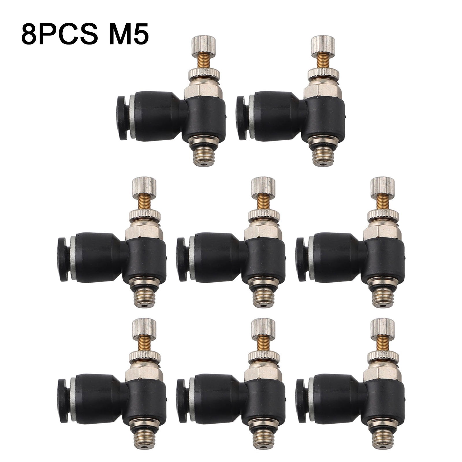 8Pcs Air Flow Speed Control Valve Connector Tube Hose Pneumatic Push In ...