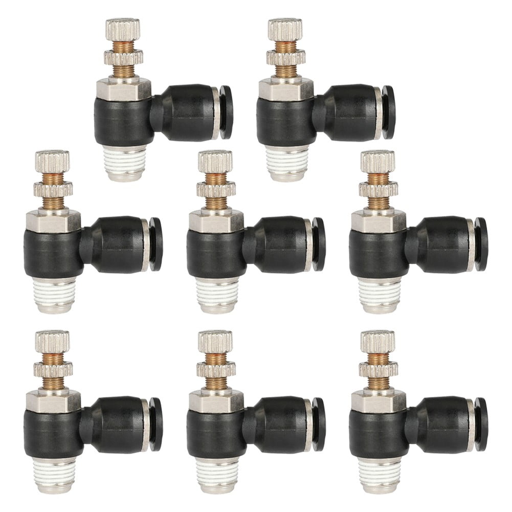 8Pcs Air Flow Speed Control Valve Connector Tube Hose Pneumatic Push In ...