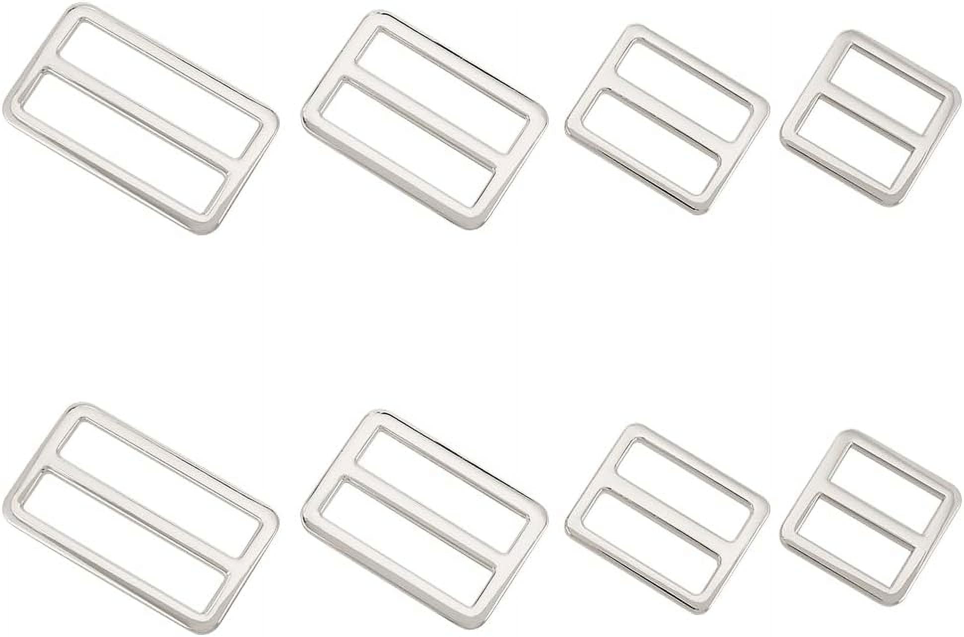 8Pcs Alloy Slider Tri-Glide Buckle Flat Metal Slide Button Fastener ...