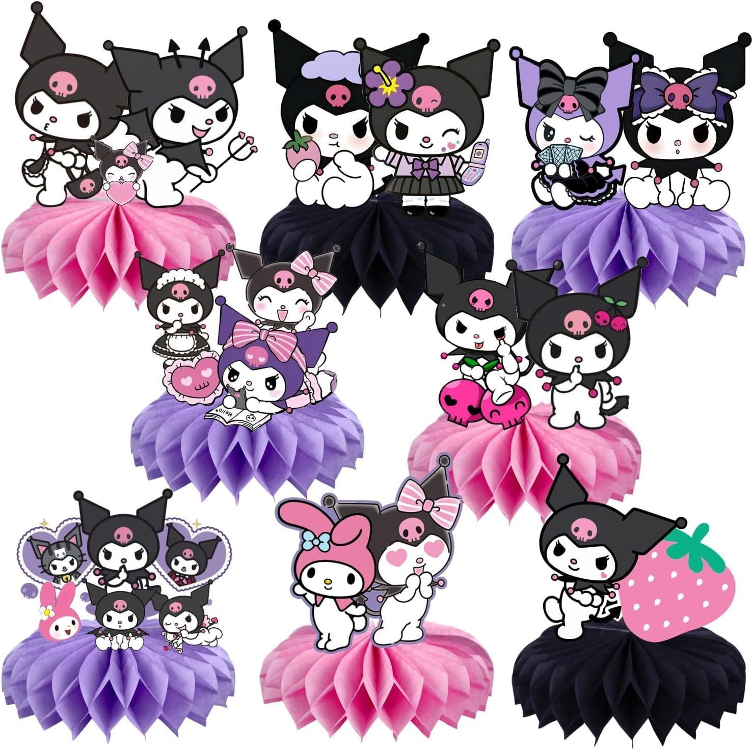 8Pcs Anime Kuromi Honeycomb Centerpieces Party Supplies for Cartoon ...