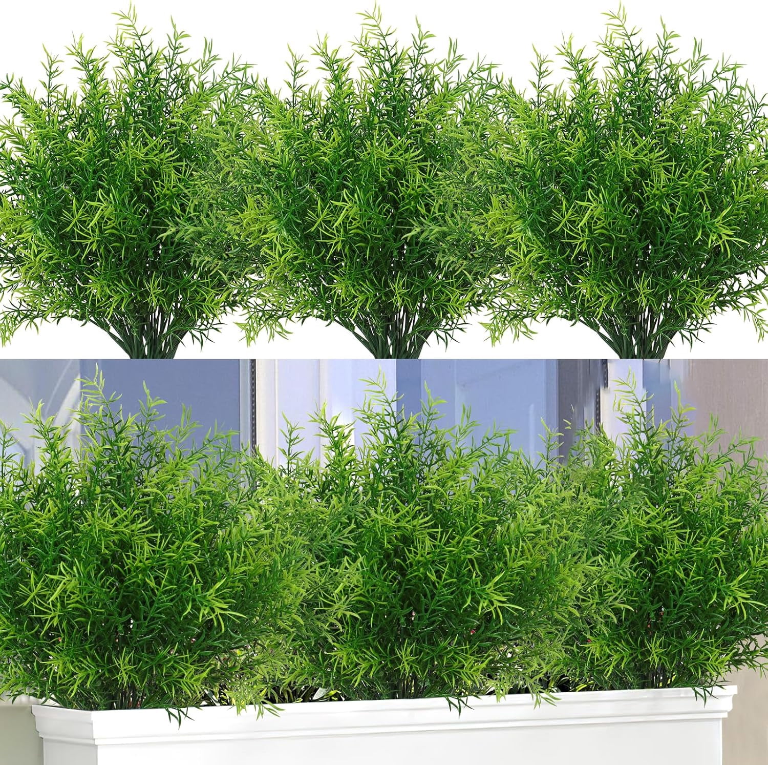 8Pcs Artificial Rosemary Plants Outdoor UV Resistant Fake Bushes Grass ...