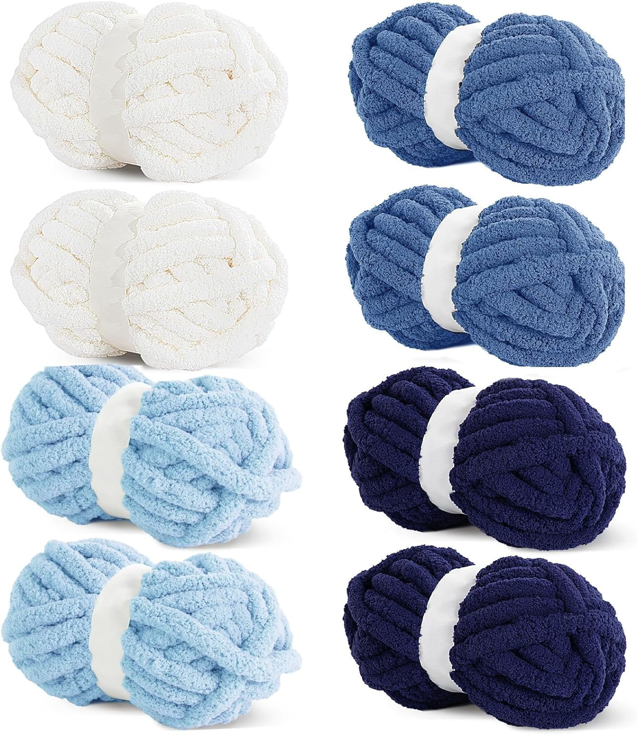 Assorted Color Chunky Yarn for Crocheting - Pack of 8, Bulky Large Soft ...