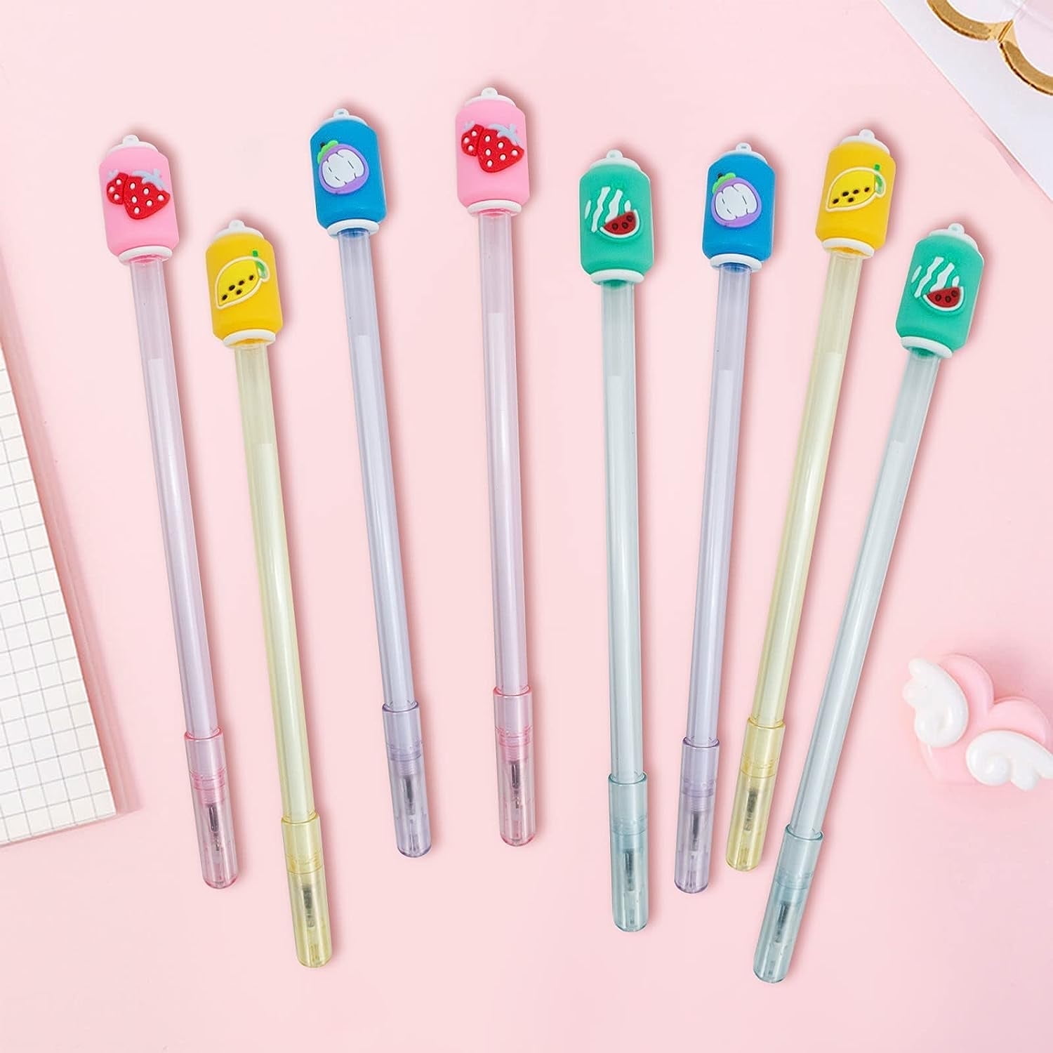 8Pcs Ballpoint Pen Fine Point, Cute Cartoon 0.5mm Black Ink Gel Pen ...