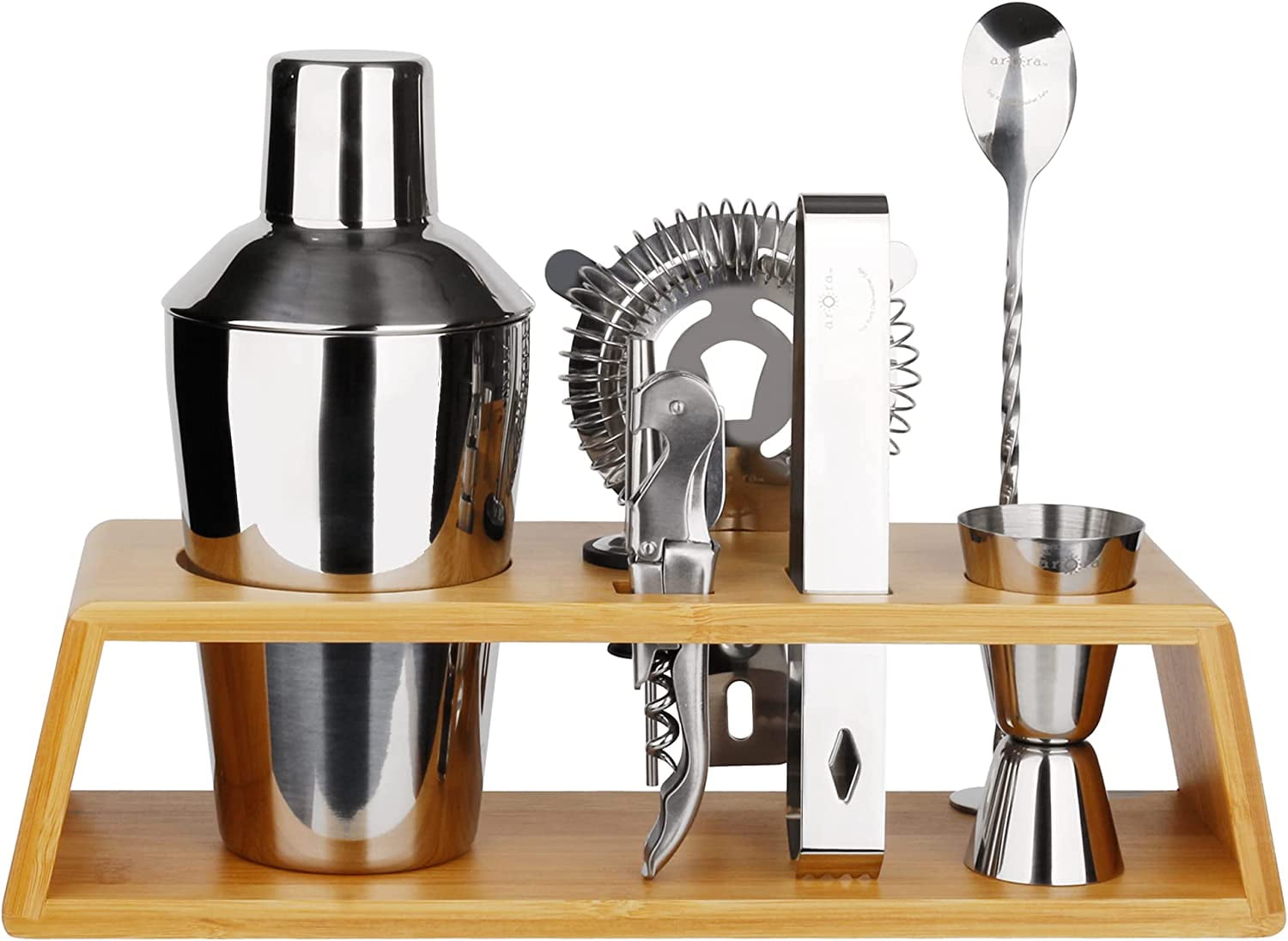 8Pcs Bartender Kit Bar Set, 20OZ Silver Cocktail Shaker Set with ...