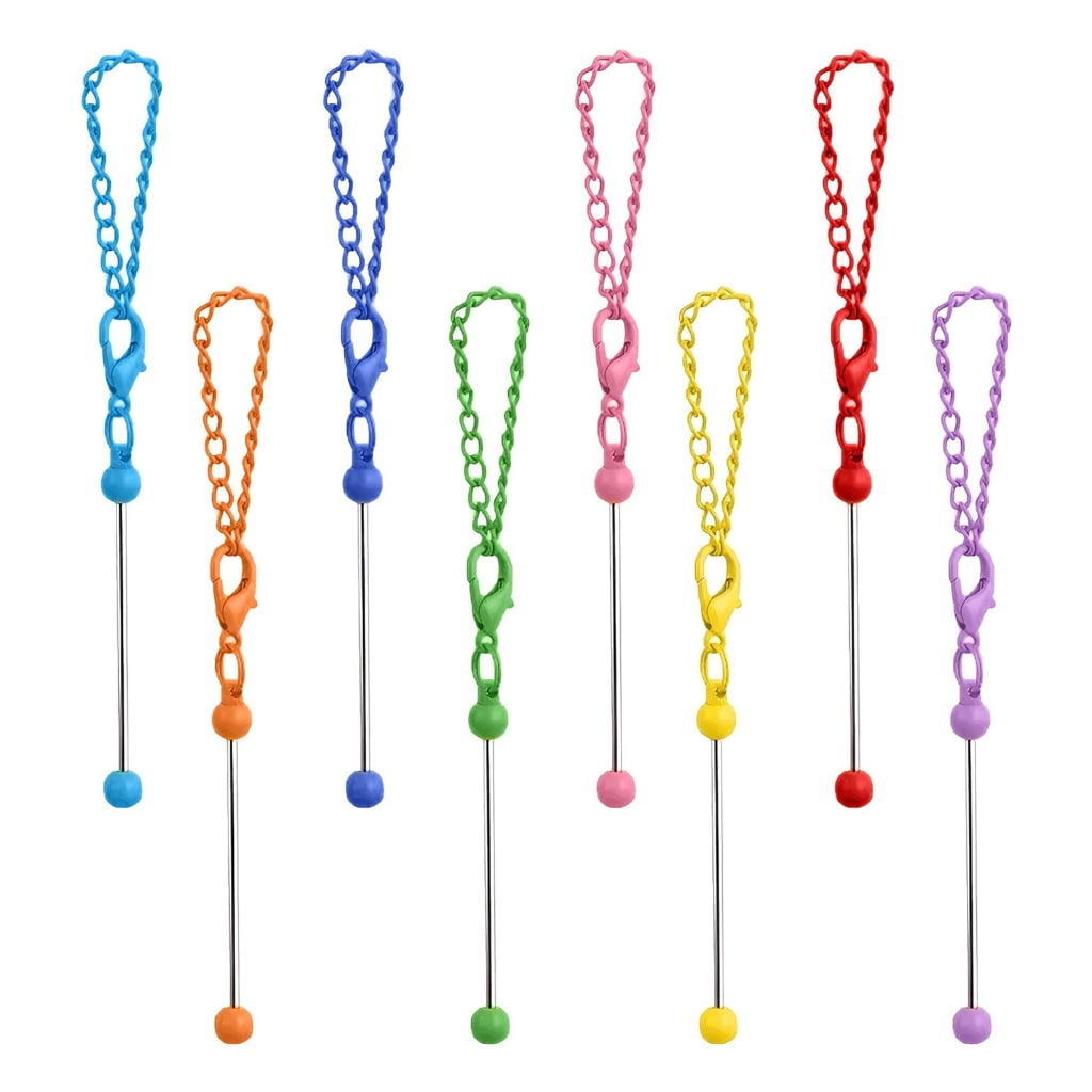 8Pcs Beadable Keychain Beading Keyring Charm Key Holder Keychain ...