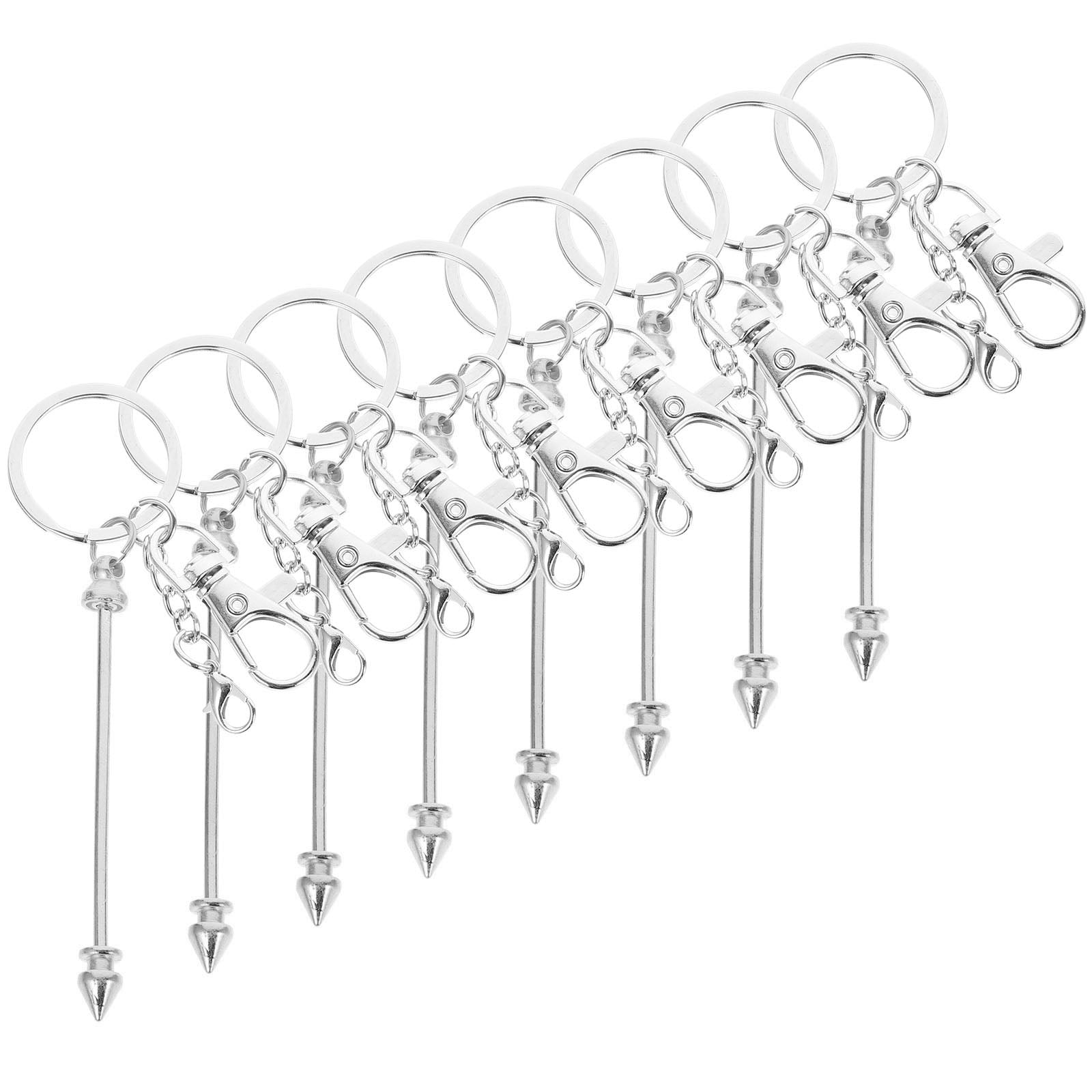 8Pcs Beaded Keychain Beadable Bar Key Chain DIY Beaded Keychain Craft ...