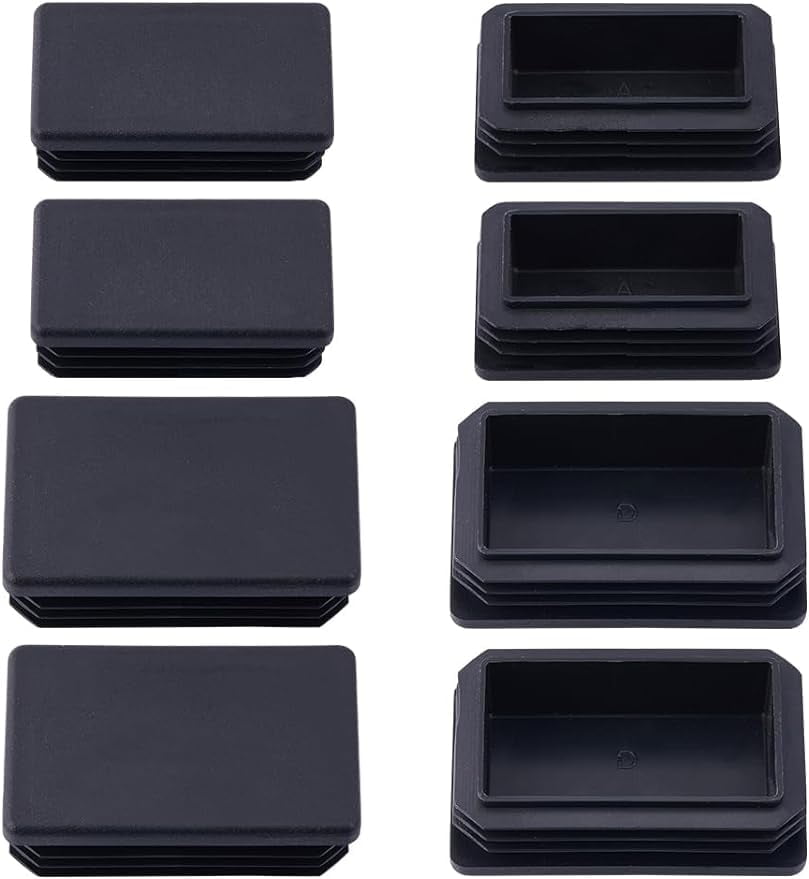 8Pcs Black Rectangle Plastic Plug Insert Tubing End Caps Tube Plugs ...