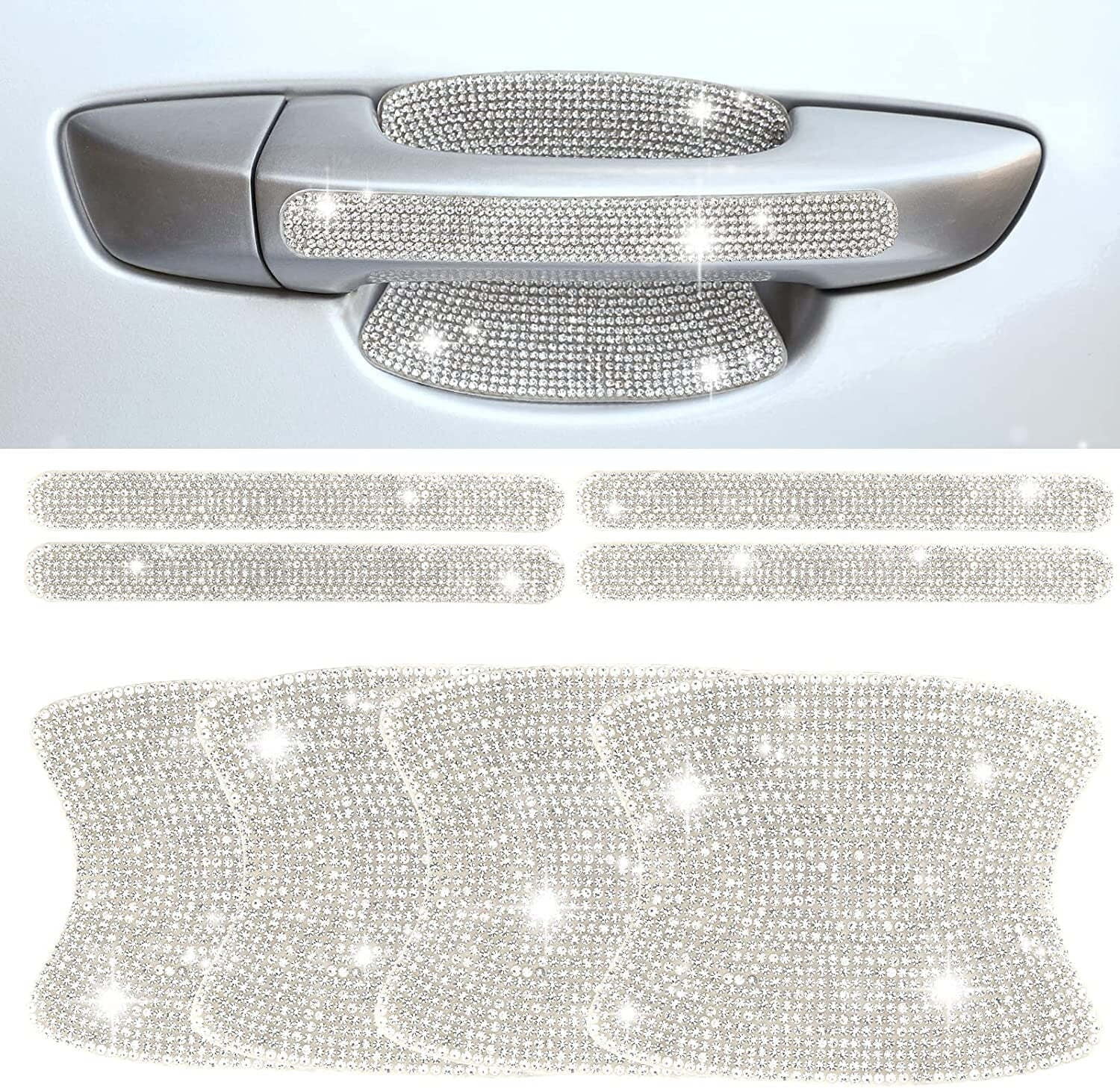 8Pcs Bling Car Door Handle Protector Stickers Universal Crystal ...
