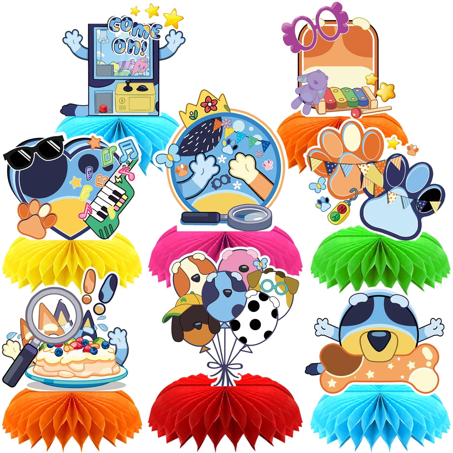 8Pcs Blue Dog Honeycomb Centerpieces, Blue Dog Birthday Party ...