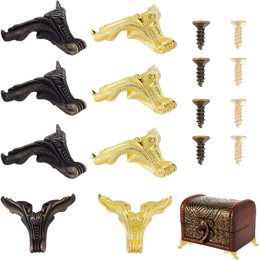 8Pcs Box Legs Feet 2 Colors Retro Design Decorative Wood Case Legs ...