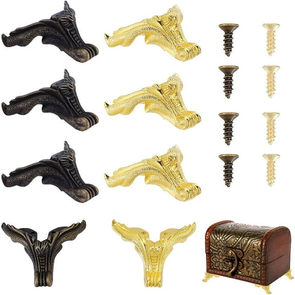 8Pcs Box Legs Feet 2 Colors Retro Design Decorative Wood Case Legs ...