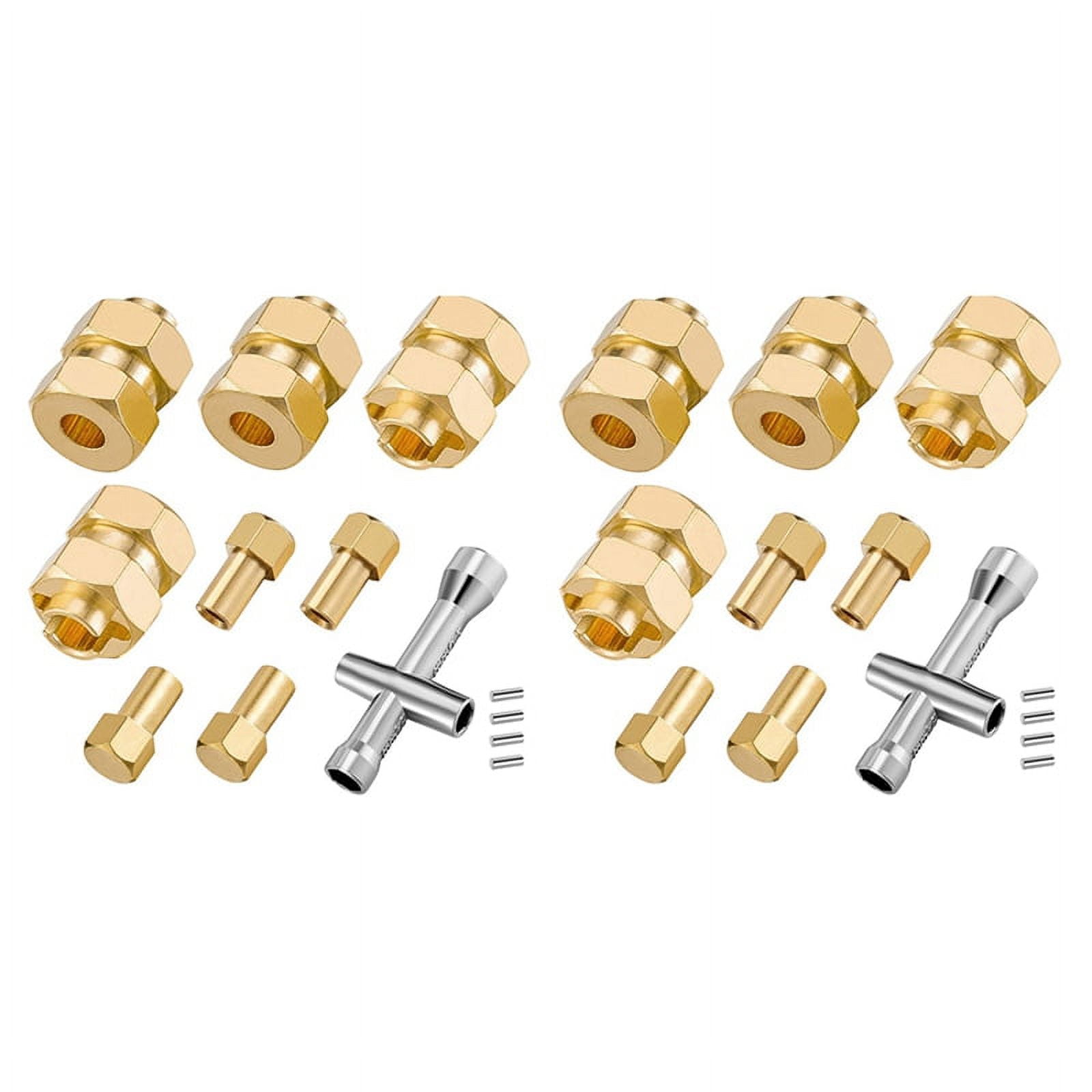 8Pcs Brass Extended 7mm Hex Wheel Hubs Combiner 4mm Widened for AXIAL ...