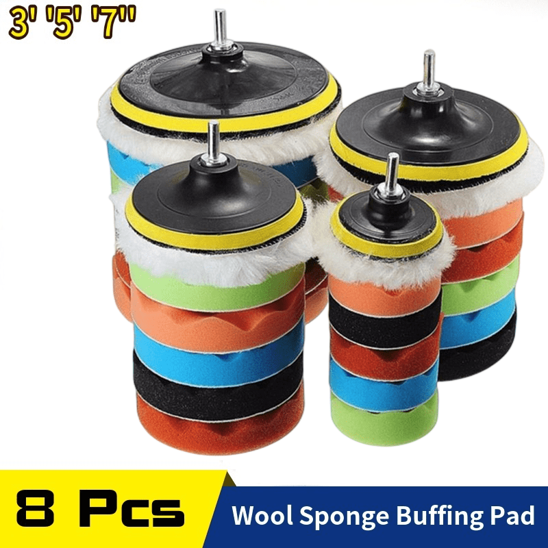 8Pcs Buffing Pad Set Thread 3/5/7inch Auto Car Repair Polishing pad Kit ...